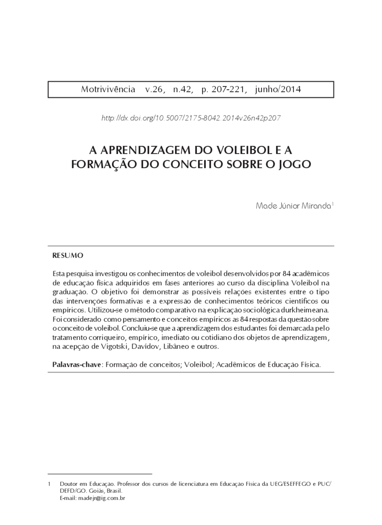 A Aprendizagem Do Voleibol E A FormaÇÃo Do Conceito Sobre O Jogo Docsity