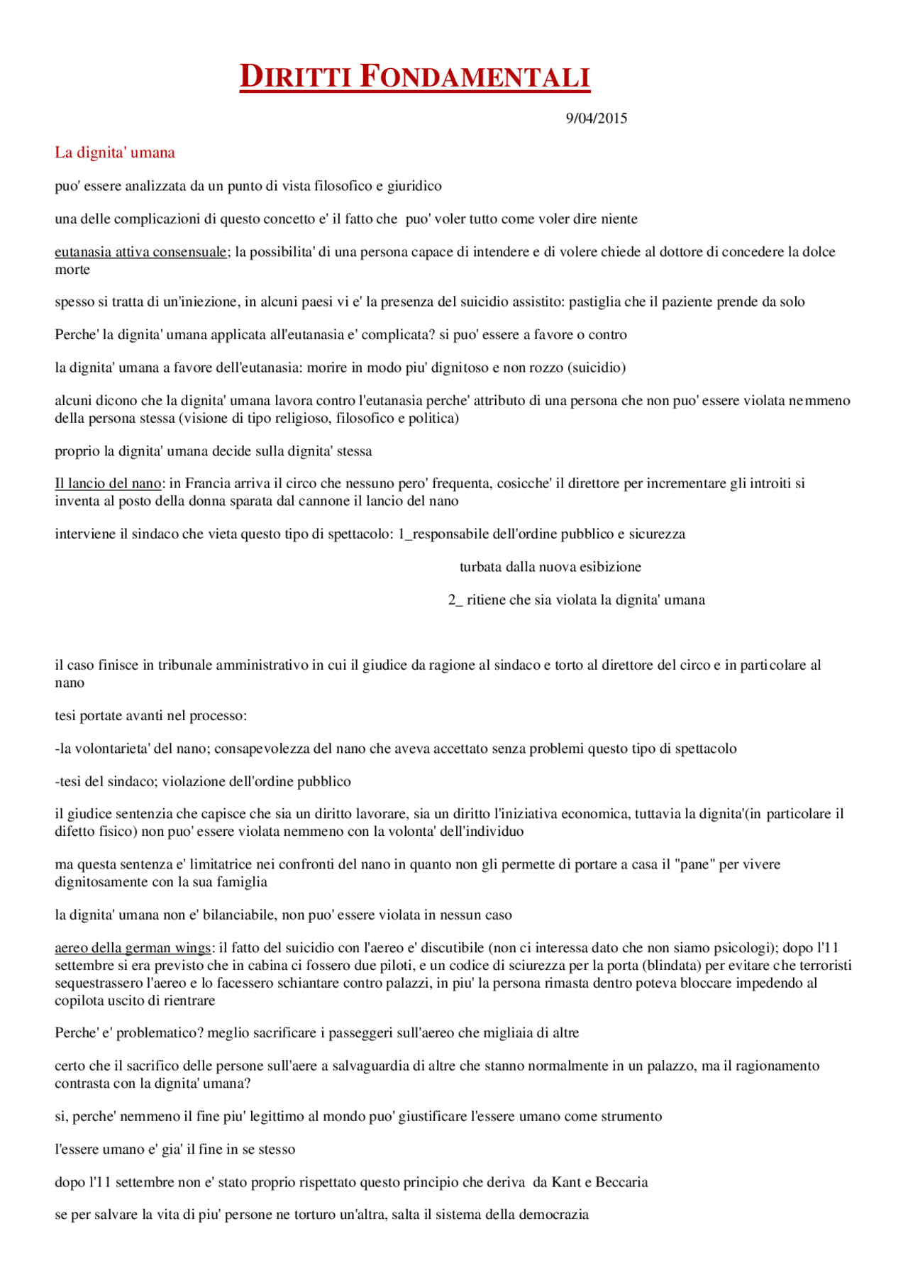 Diritti Fondamentali Corso Jean Monnet Docsity