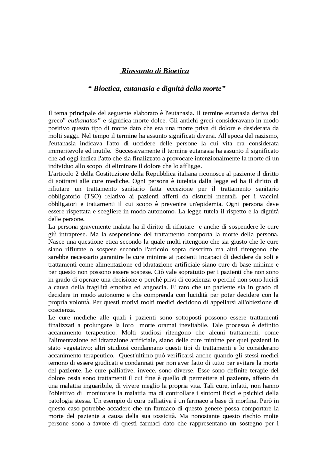 Laboratorio Di Bioetica Docsity