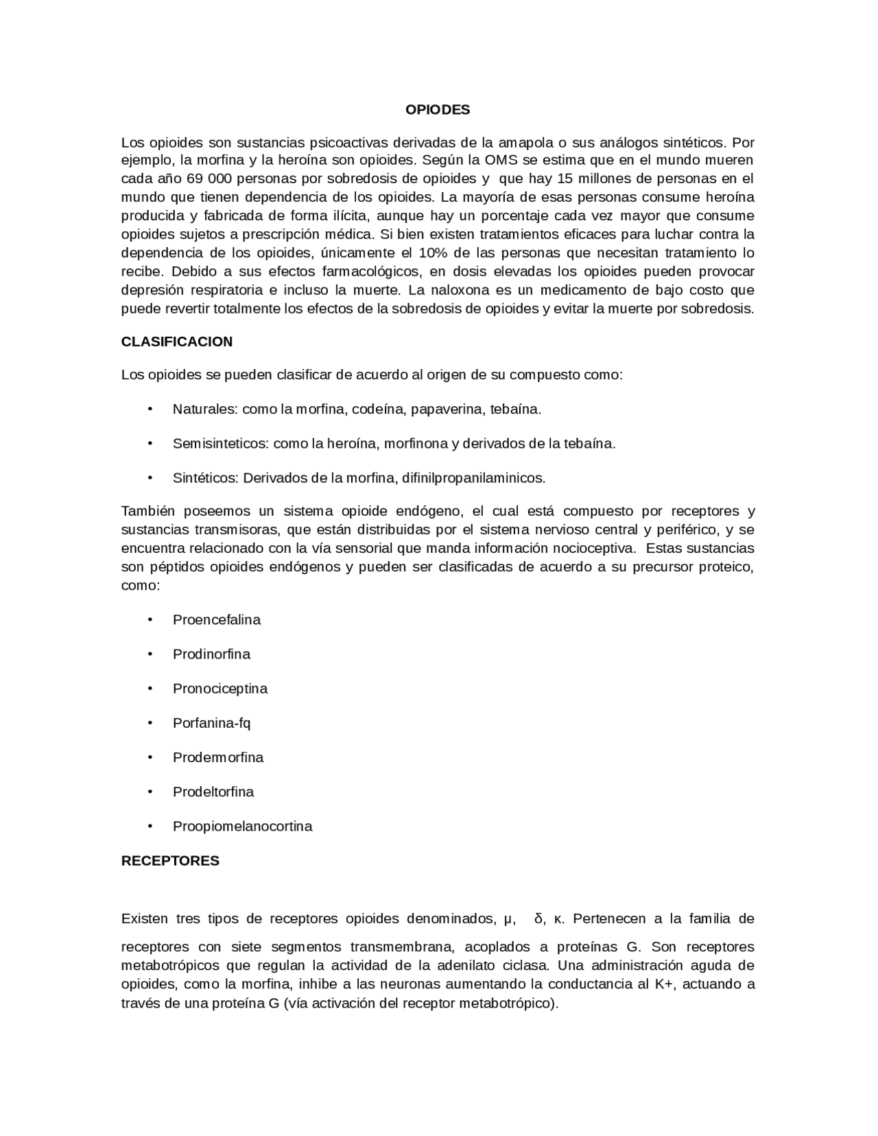 Resumen Drogas Opiodes Docsity