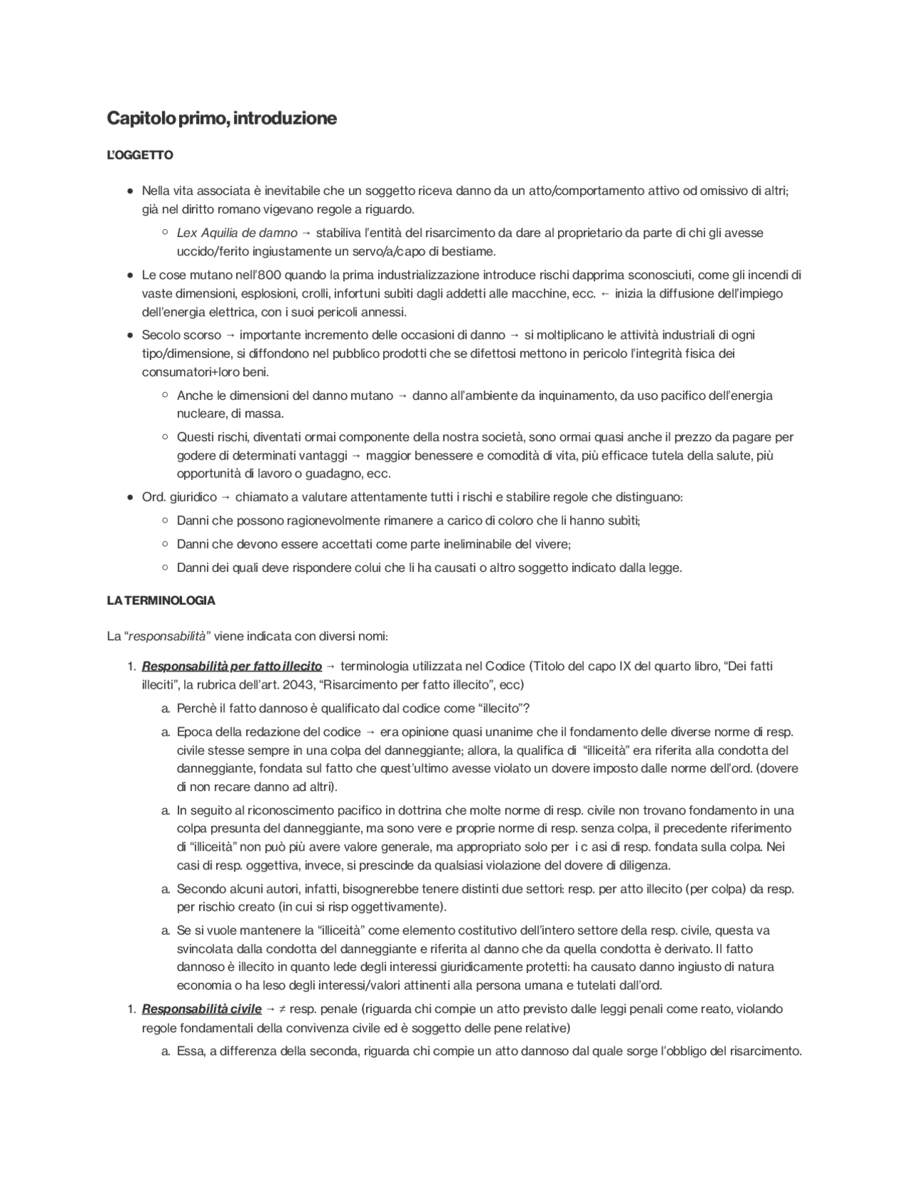 Primo Capitolo Sulla Responsabilità Docsity