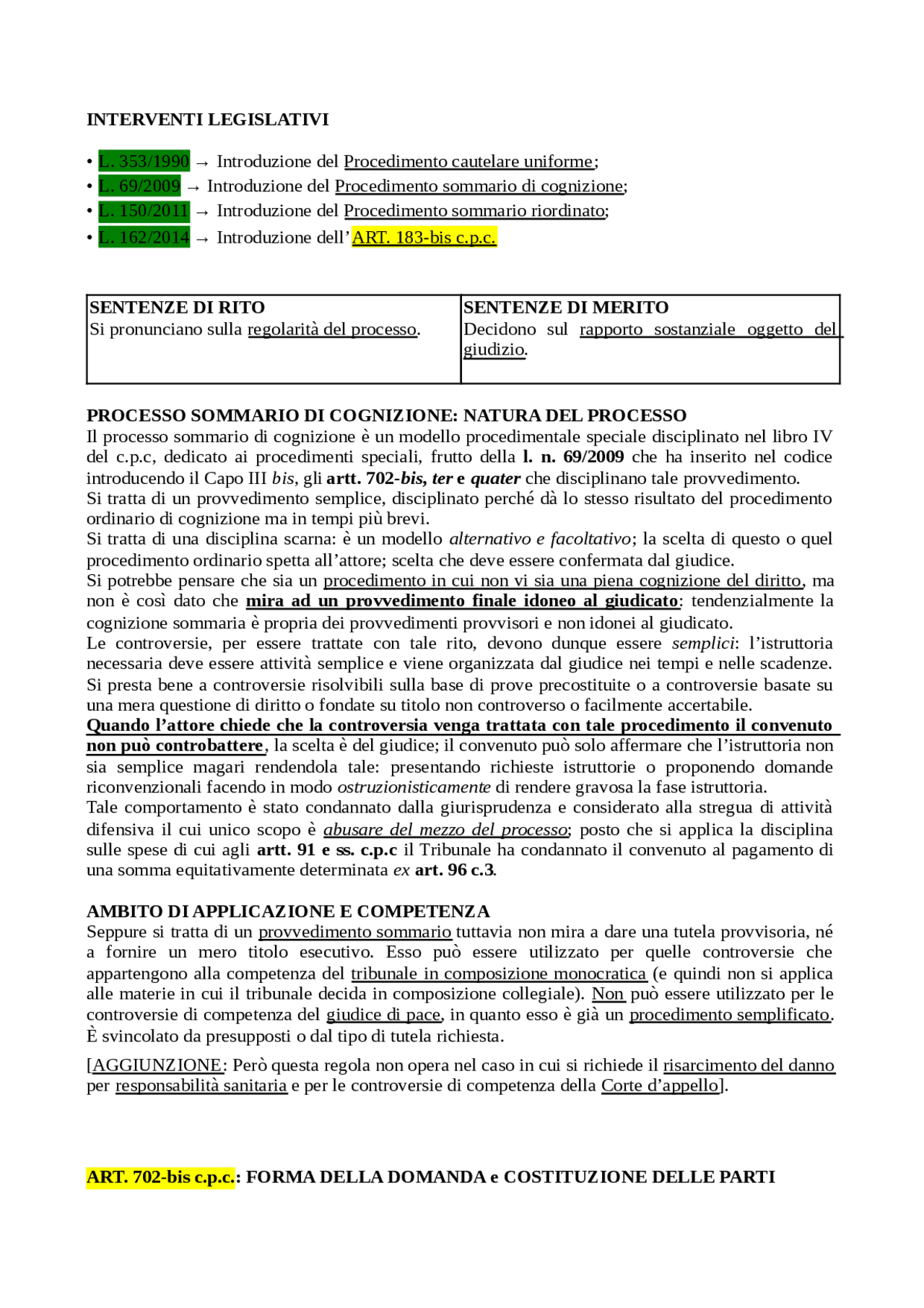 Procedimenti Speciali Docsity