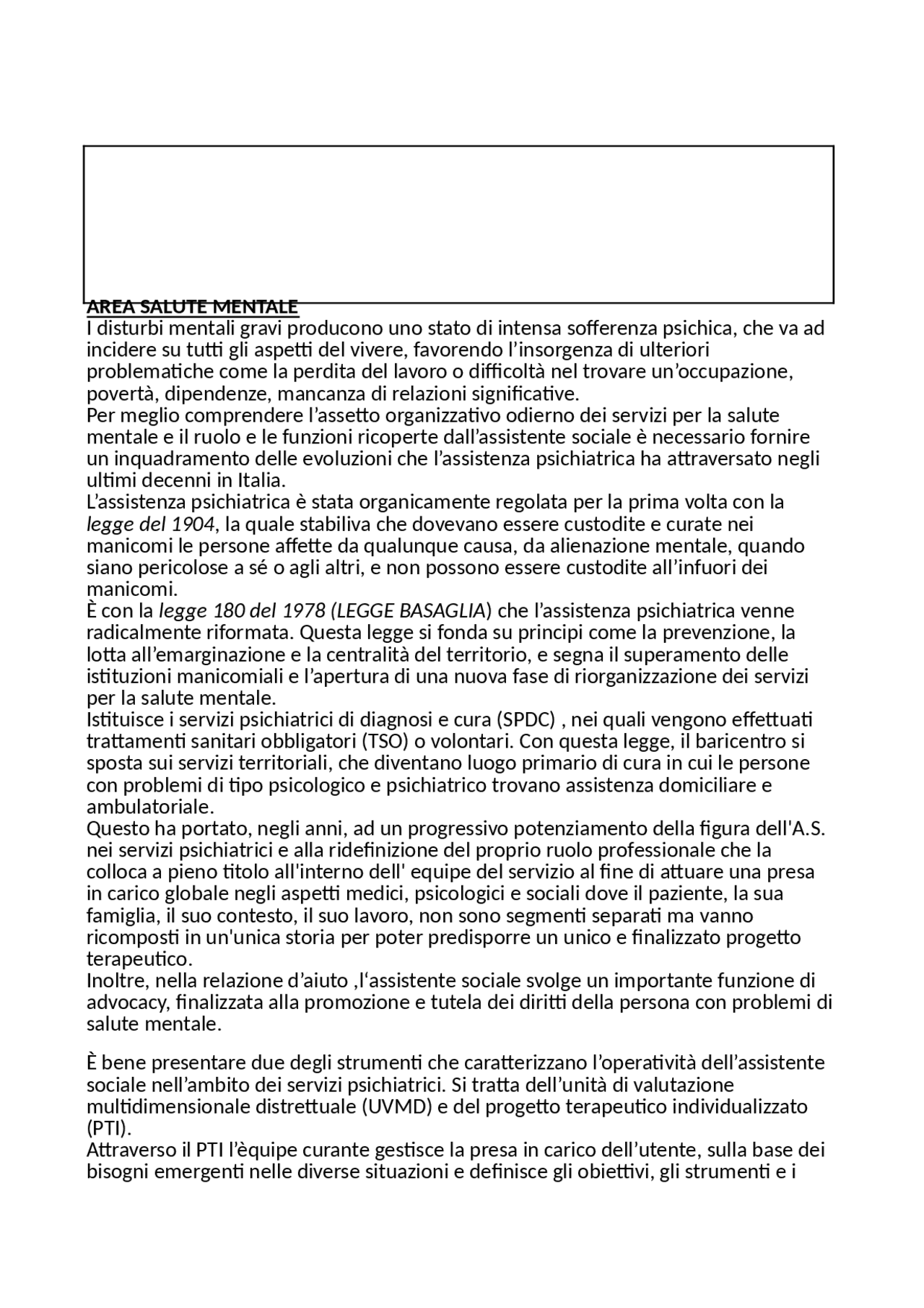 Sintesi Approfondita Sulle Diverse Aree Di Lavoro Dellassistente