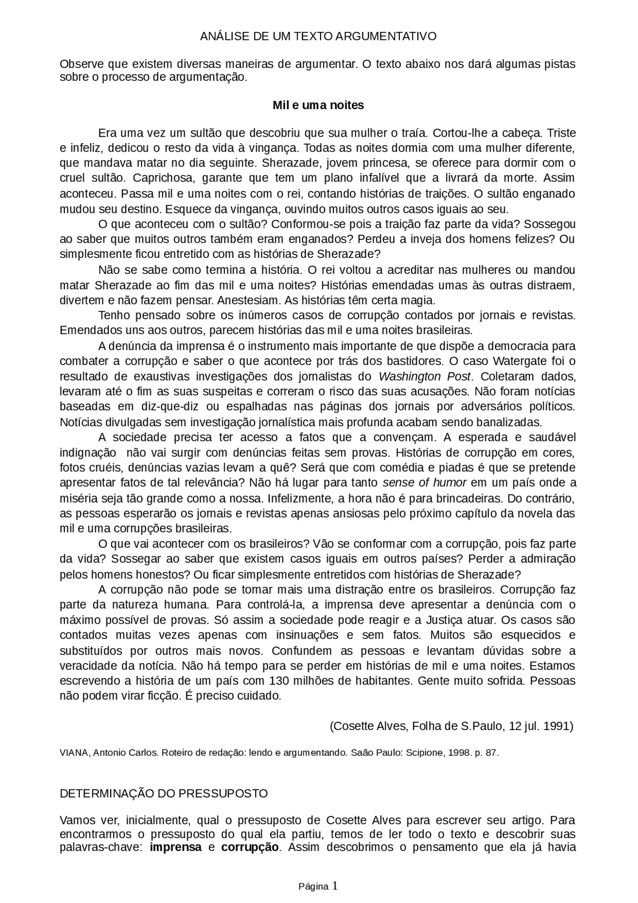 Análise De Um Texto Argumentativo Exercícios Português Gramática