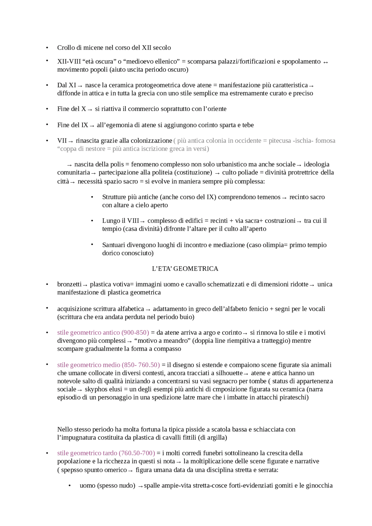 Riassunto Di Archeologia Greca Docsity