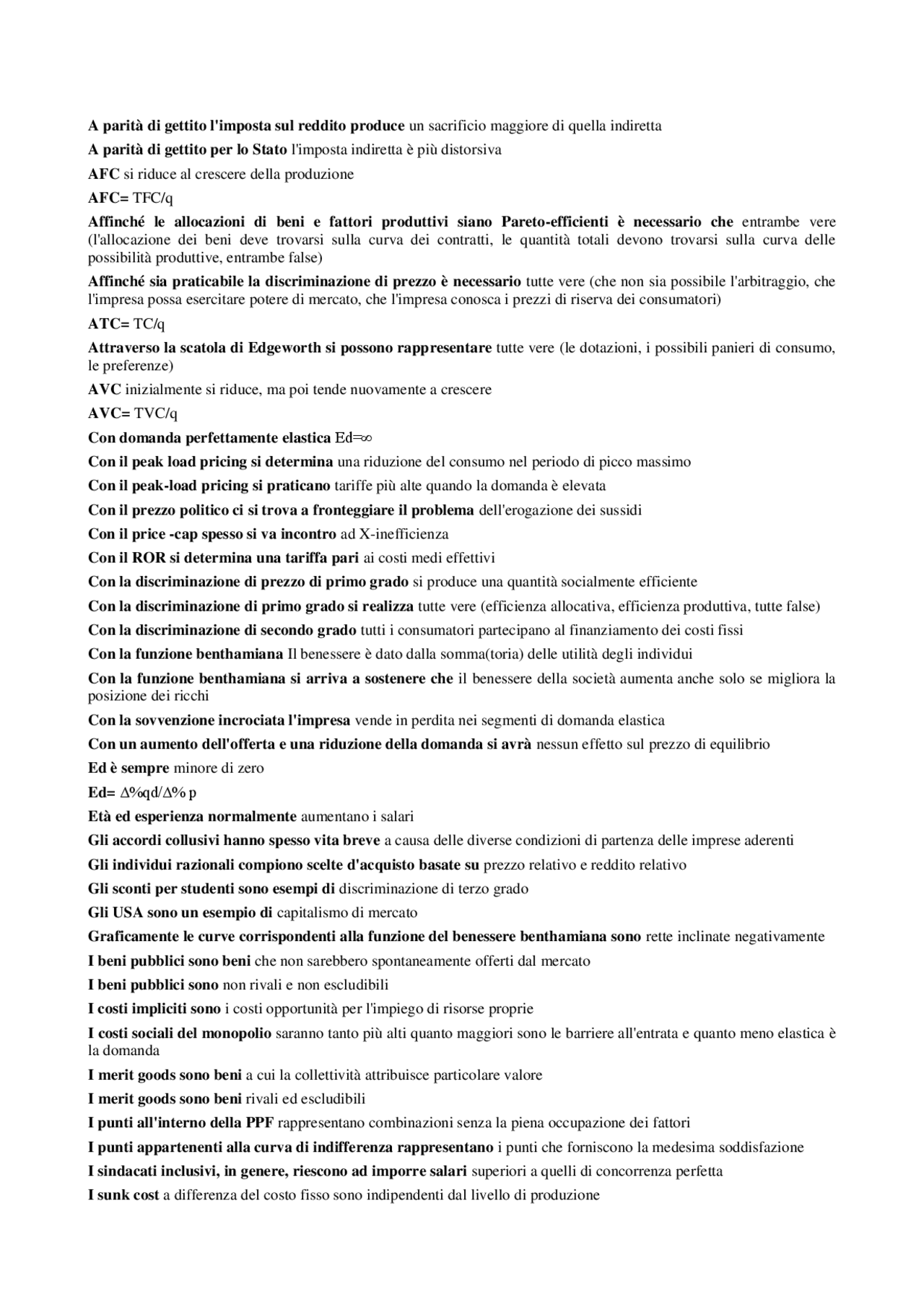 Microeconomia Domande Multiple Docsity
