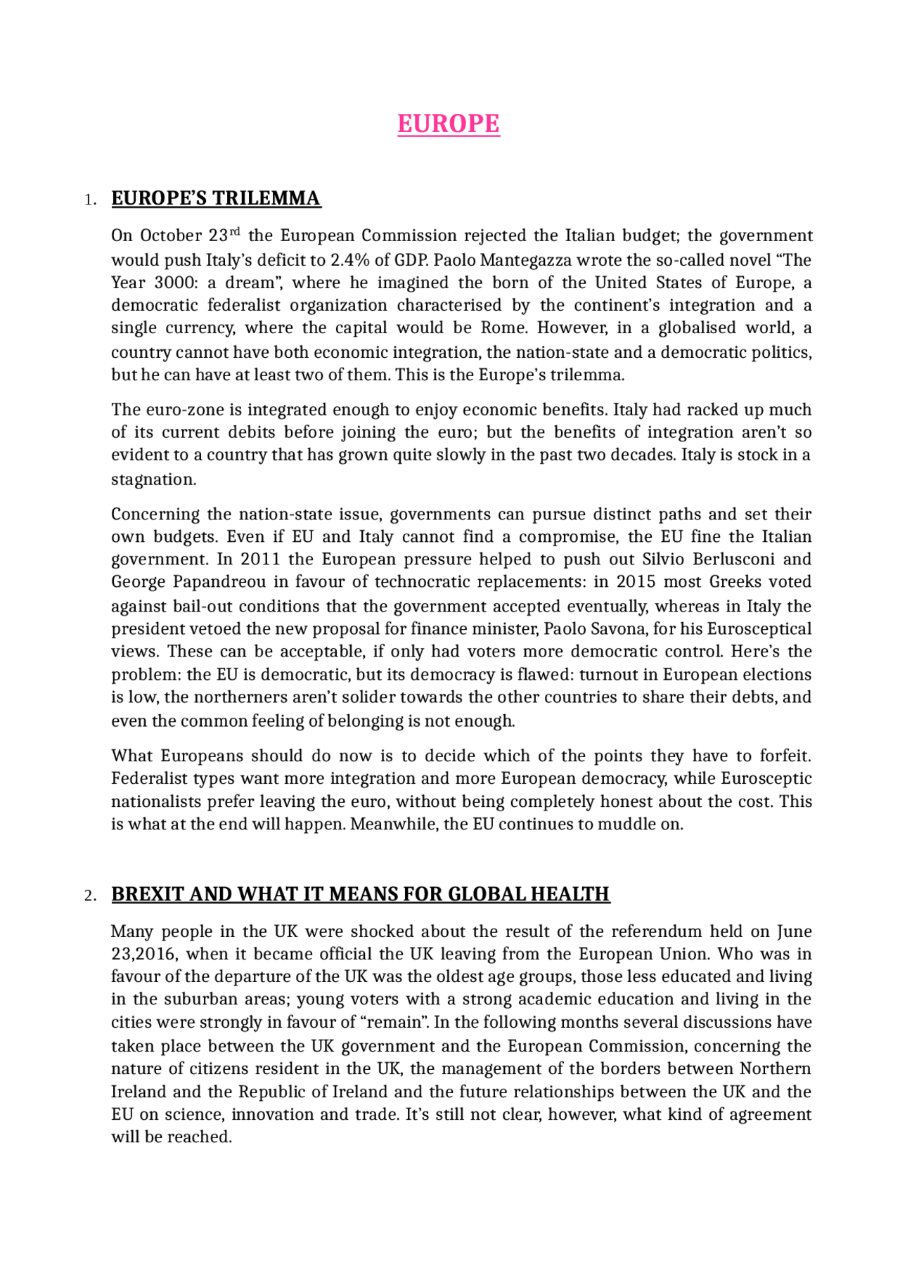 Riassunti Inglese 3 Orale Docsity