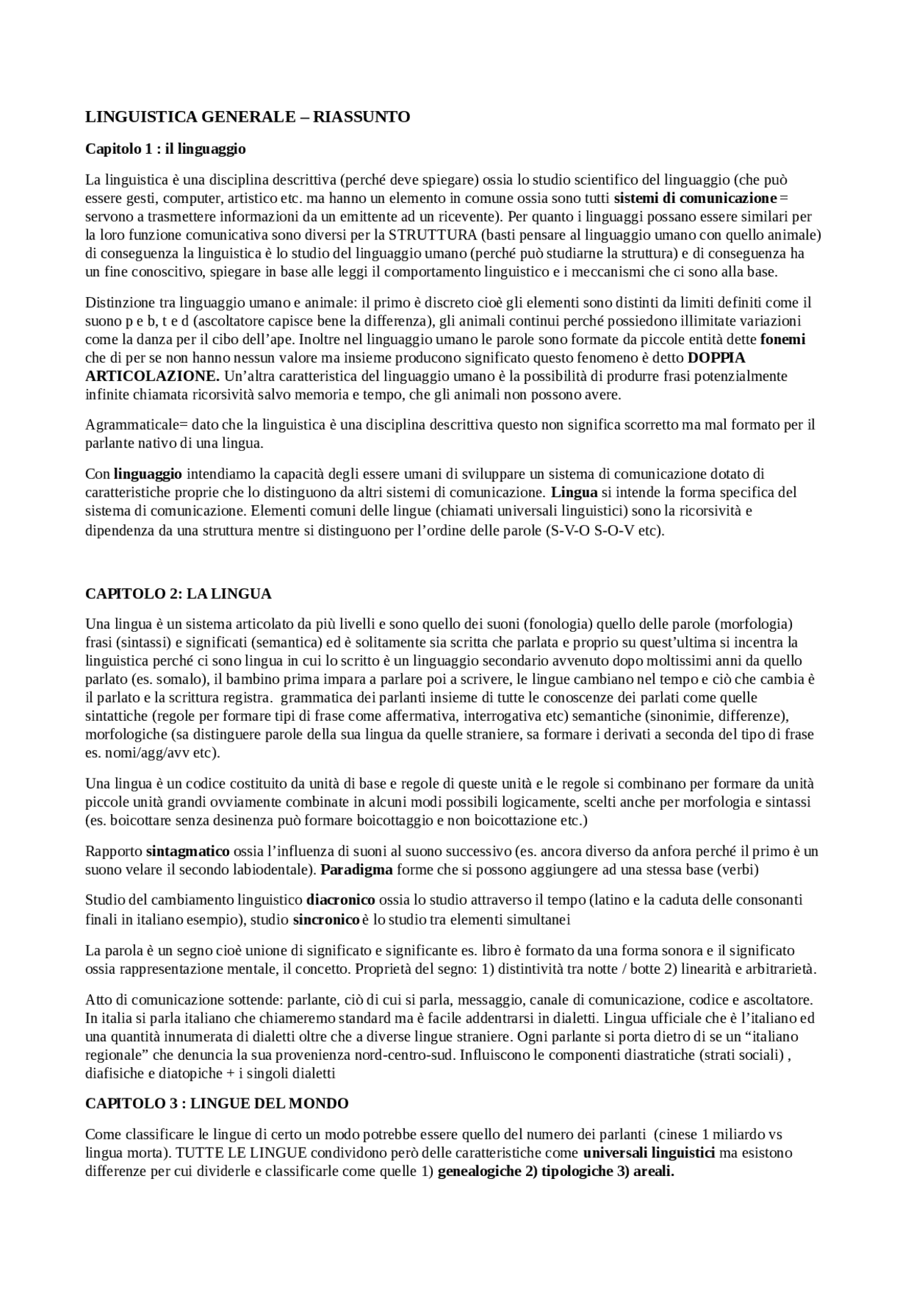 Manuale Di Linguistica Generale Docsity