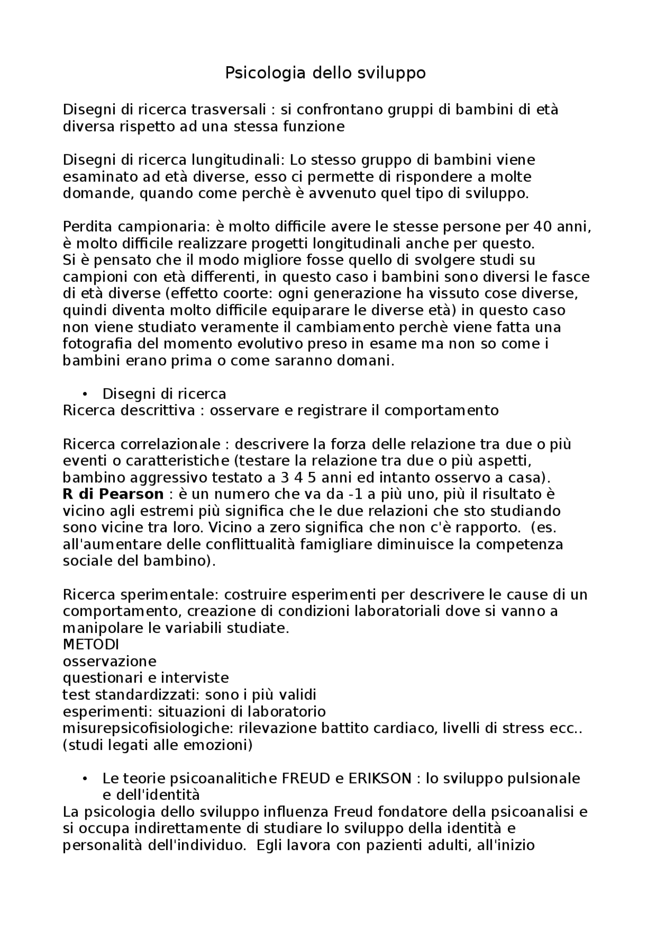 Appunti Psicologia Dello Sviluppo Arace Docsity