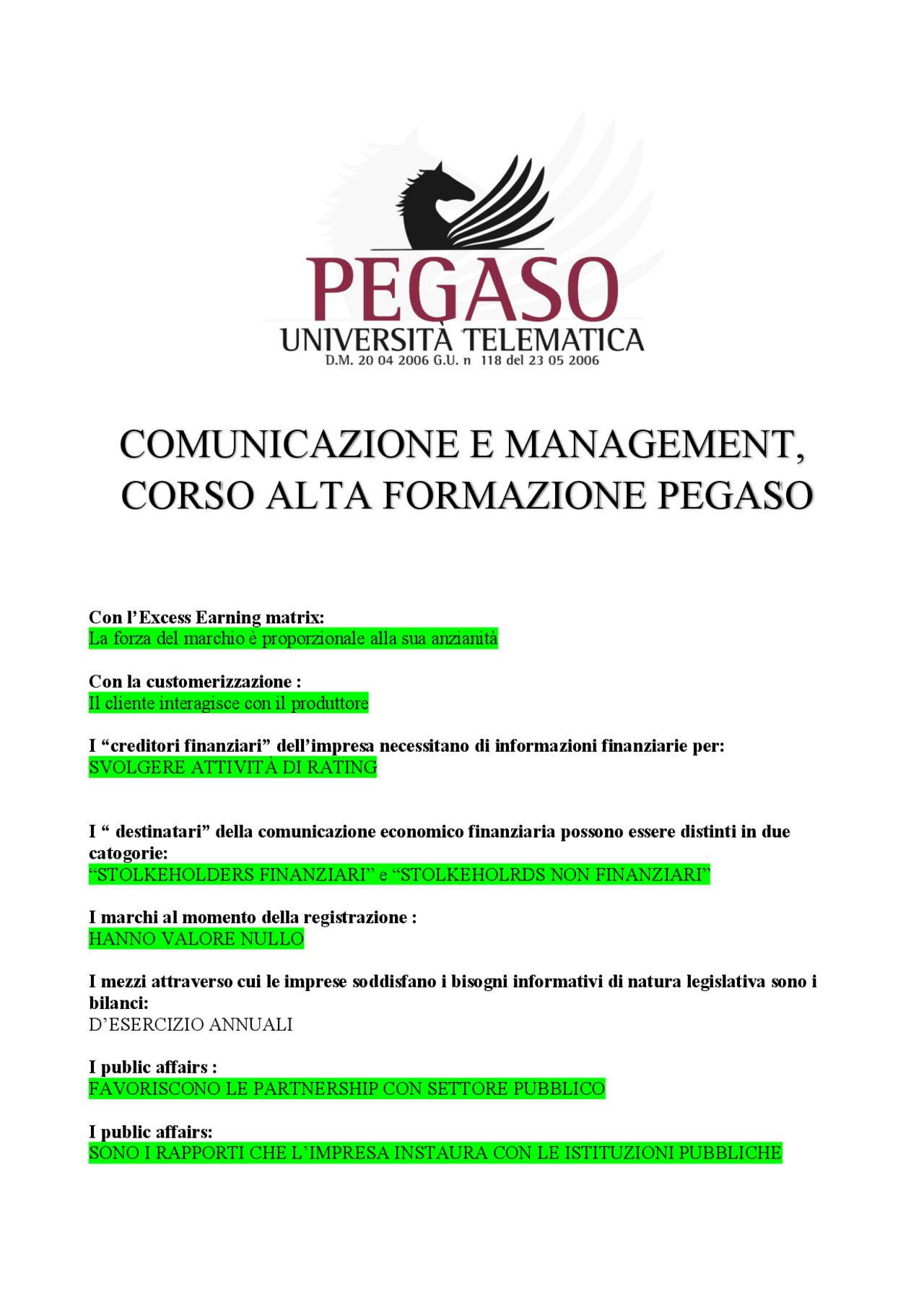 Comunicazione E Management Domande E Risposte Docsity