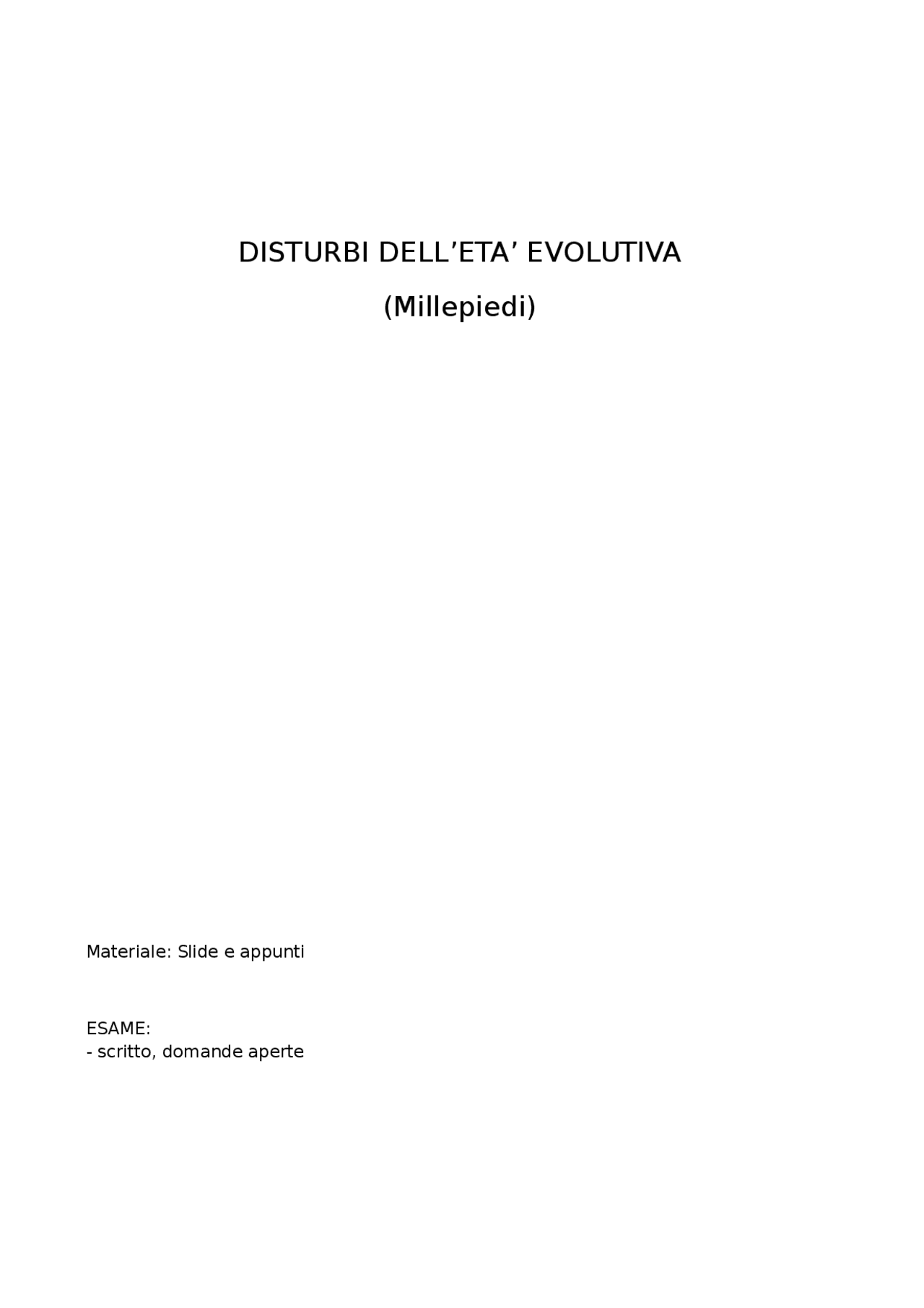 Disturbi Delletà Evolutiva Docsity