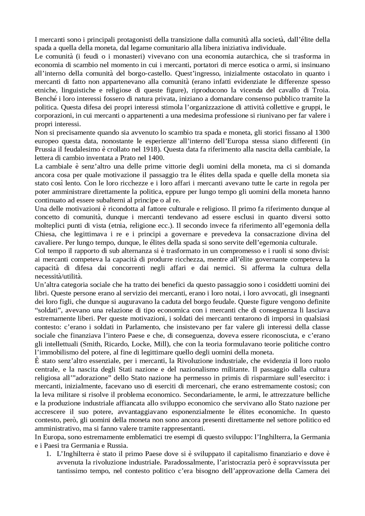 Letà Della Moneta Sintesi Docsity