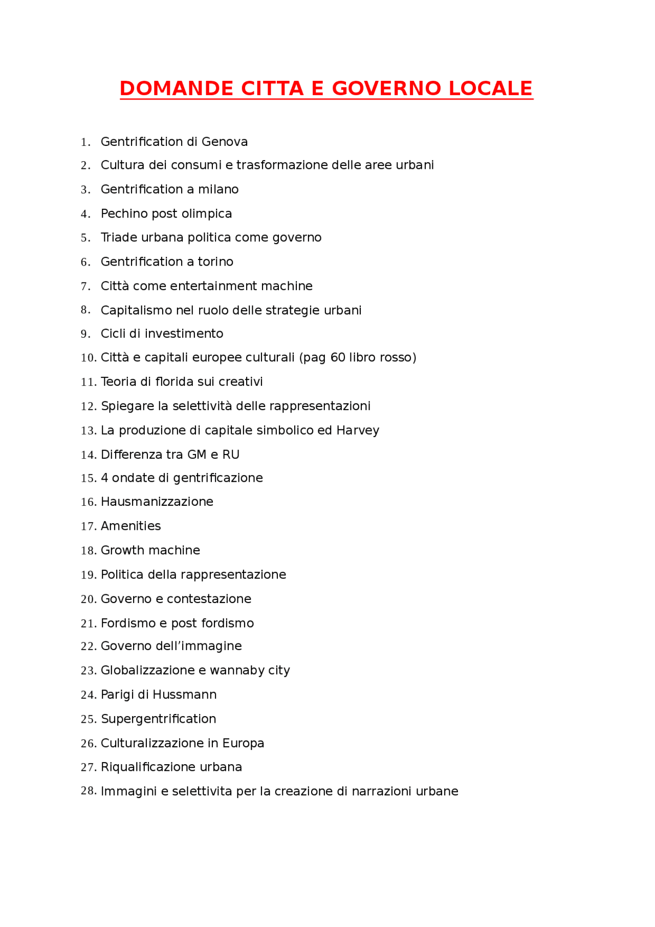 Domande Città e governo locale - Docsity