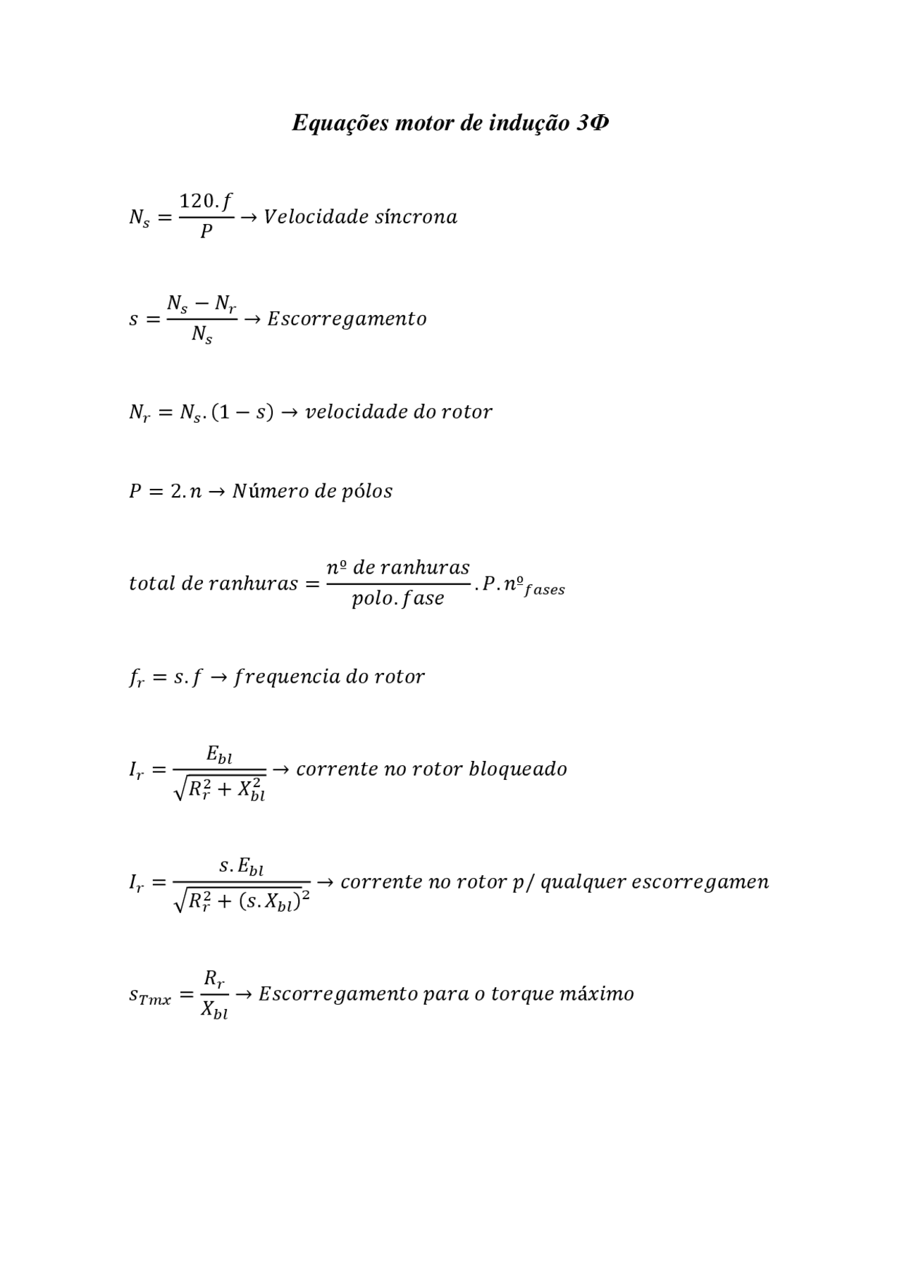 Equações Do Motor De Indução Trifásico Docsity
