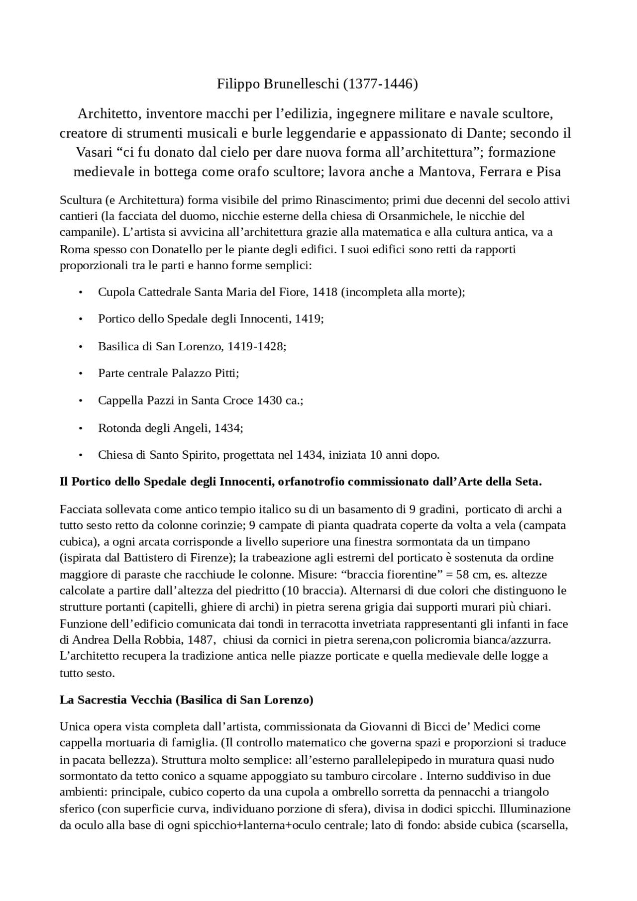 Filippo Brunelleschi Docsity