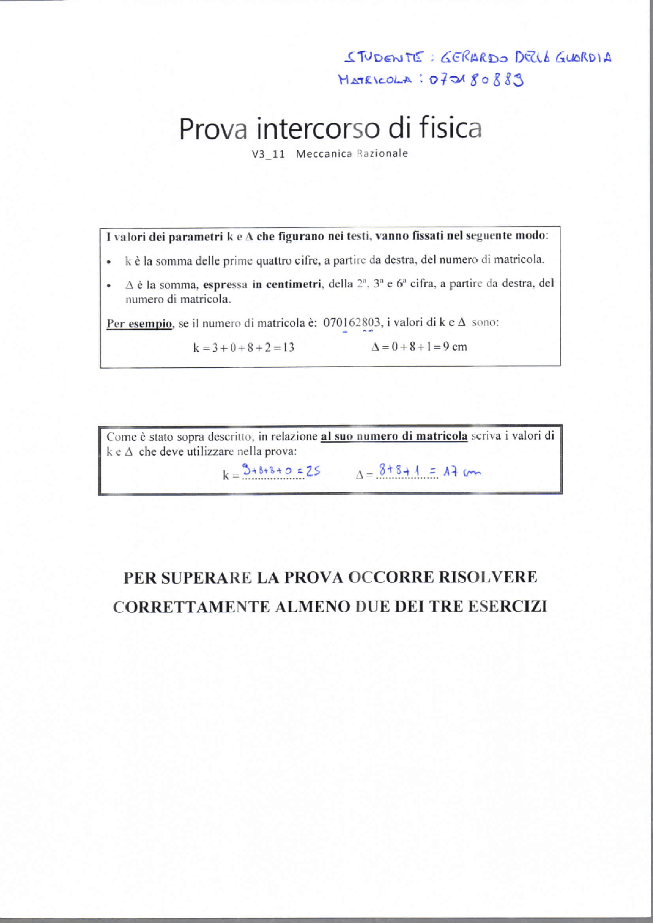 Elaborato Prova Intercorso Di Fisica Meccanica Razionale Docsity