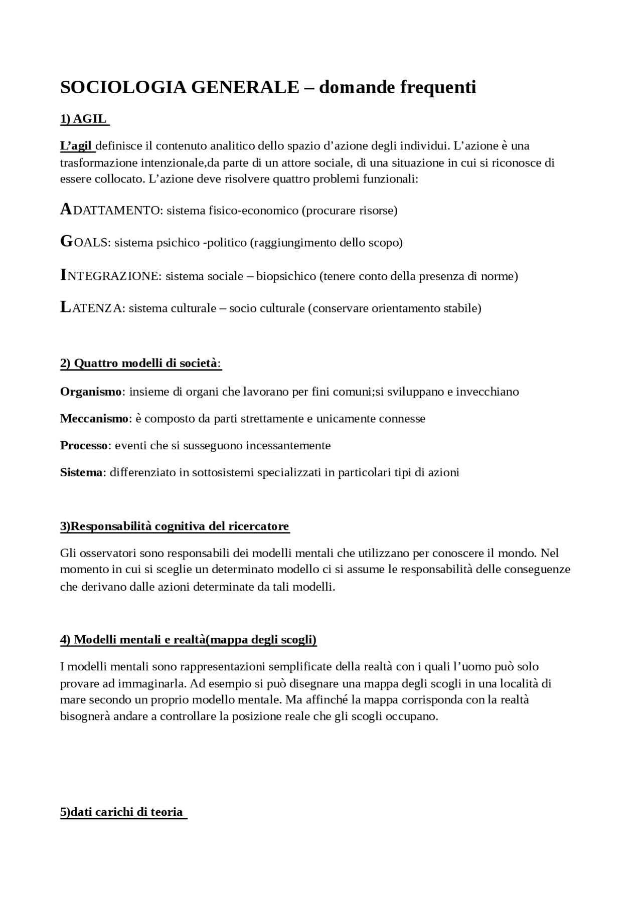 MANUALE DI SOCIOLOGIA - Diretto da Luciano Gallino - Docsity