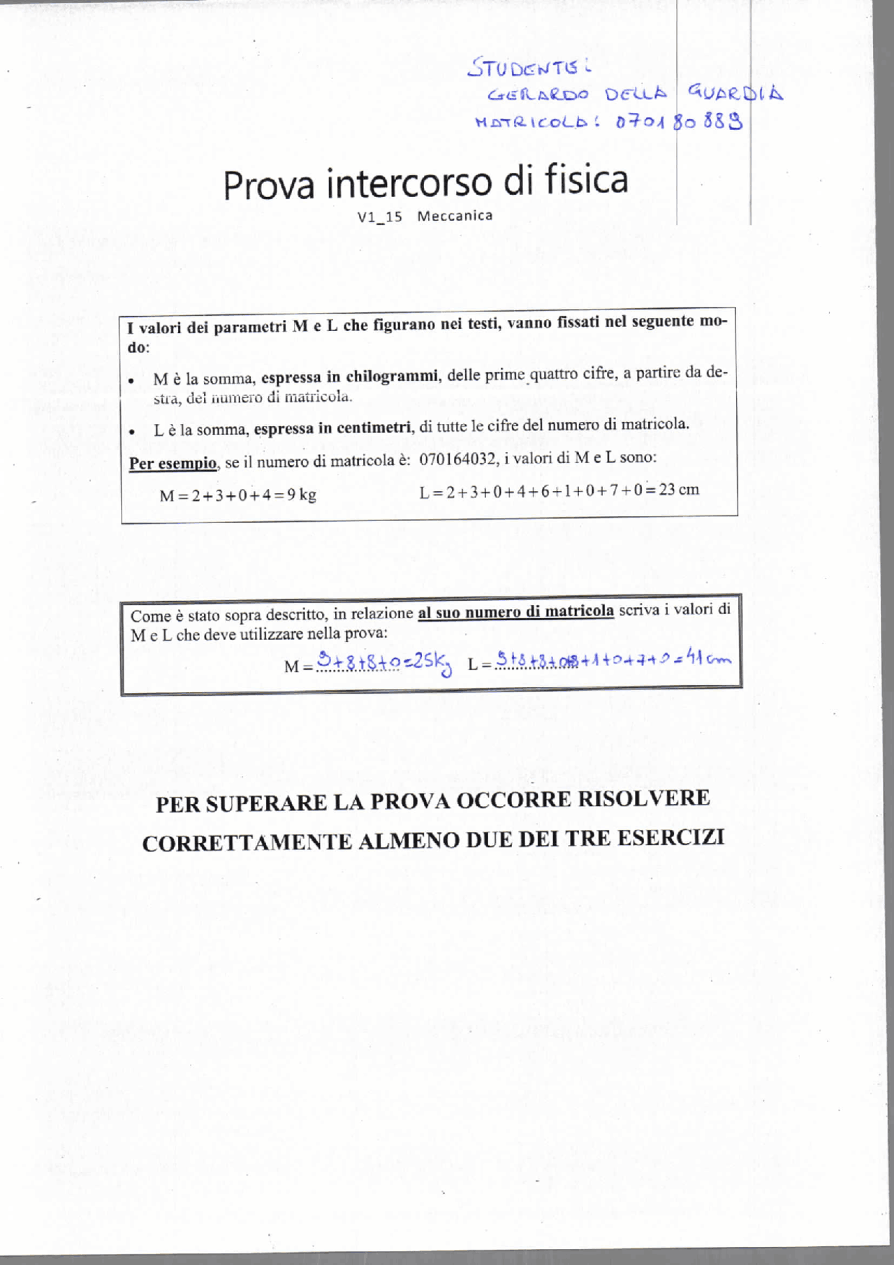 Elaborato Prova Intercorso Di Fisica Meccanica Docsity