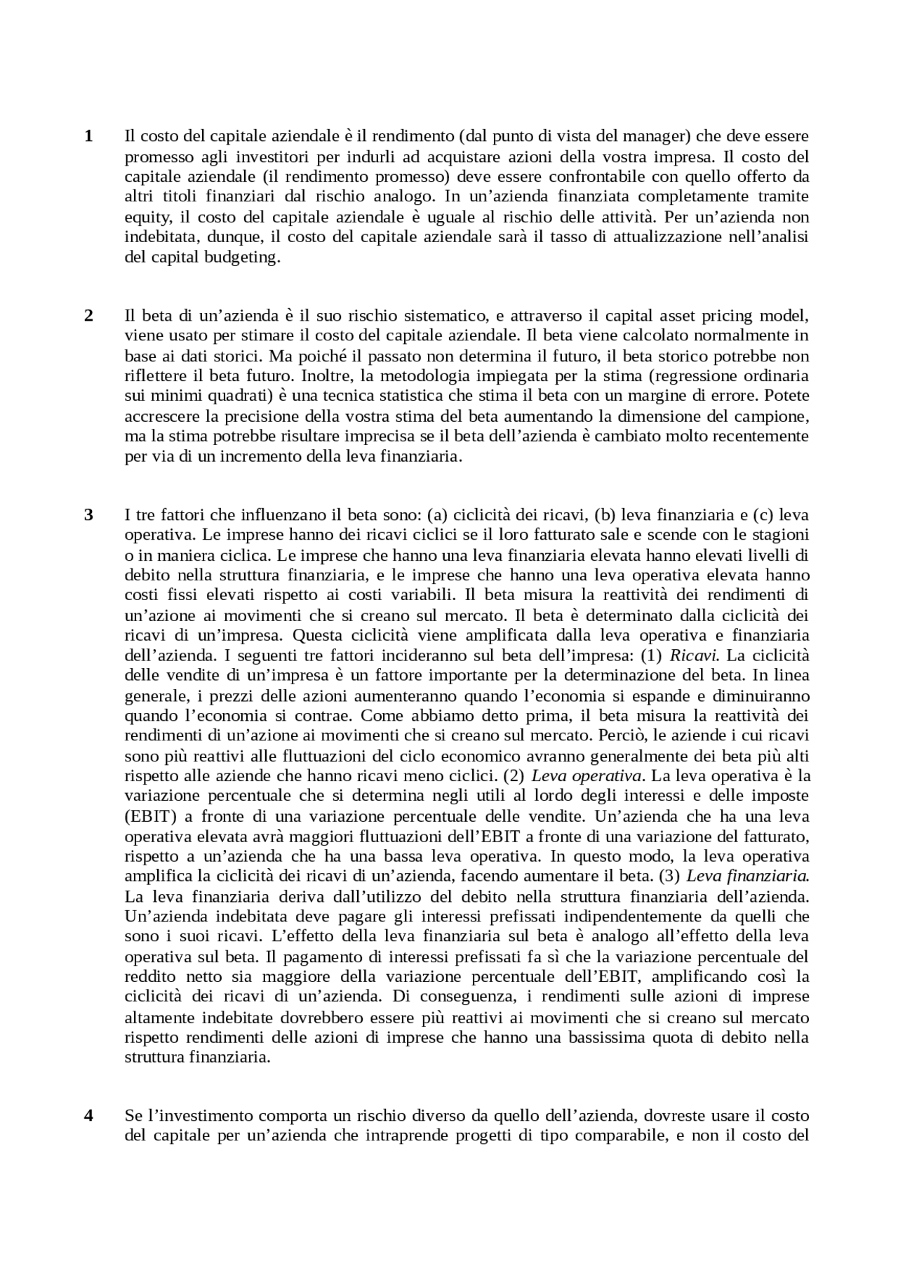 Soluzione esercizi finanza aziendale Corporate Finance - Docsity