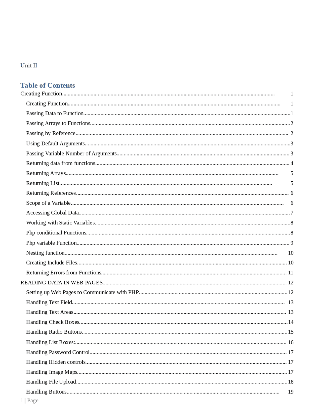 Php Class Notes Unit 2 Docsity