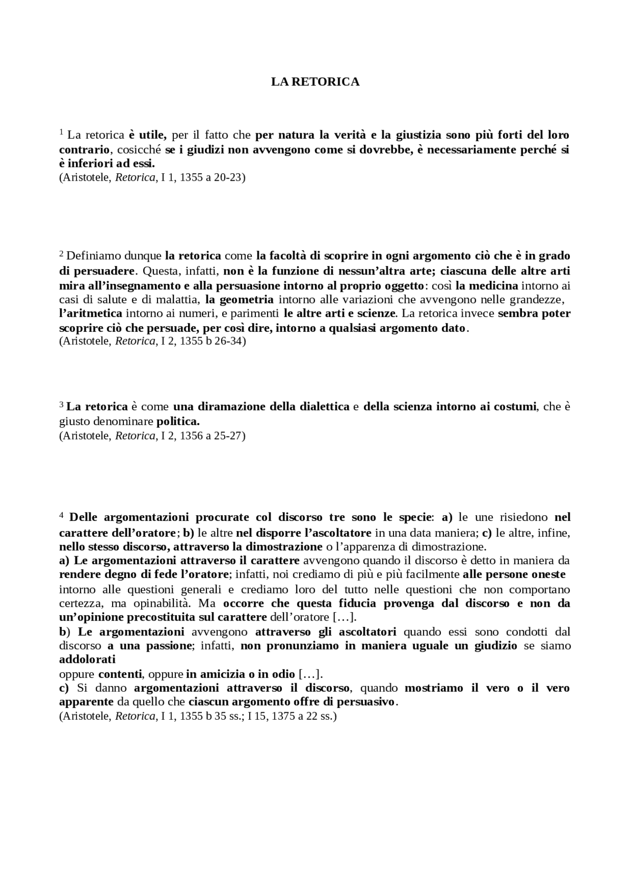 Storia della filosofia antica, Retorica di Aristotele - Docsity