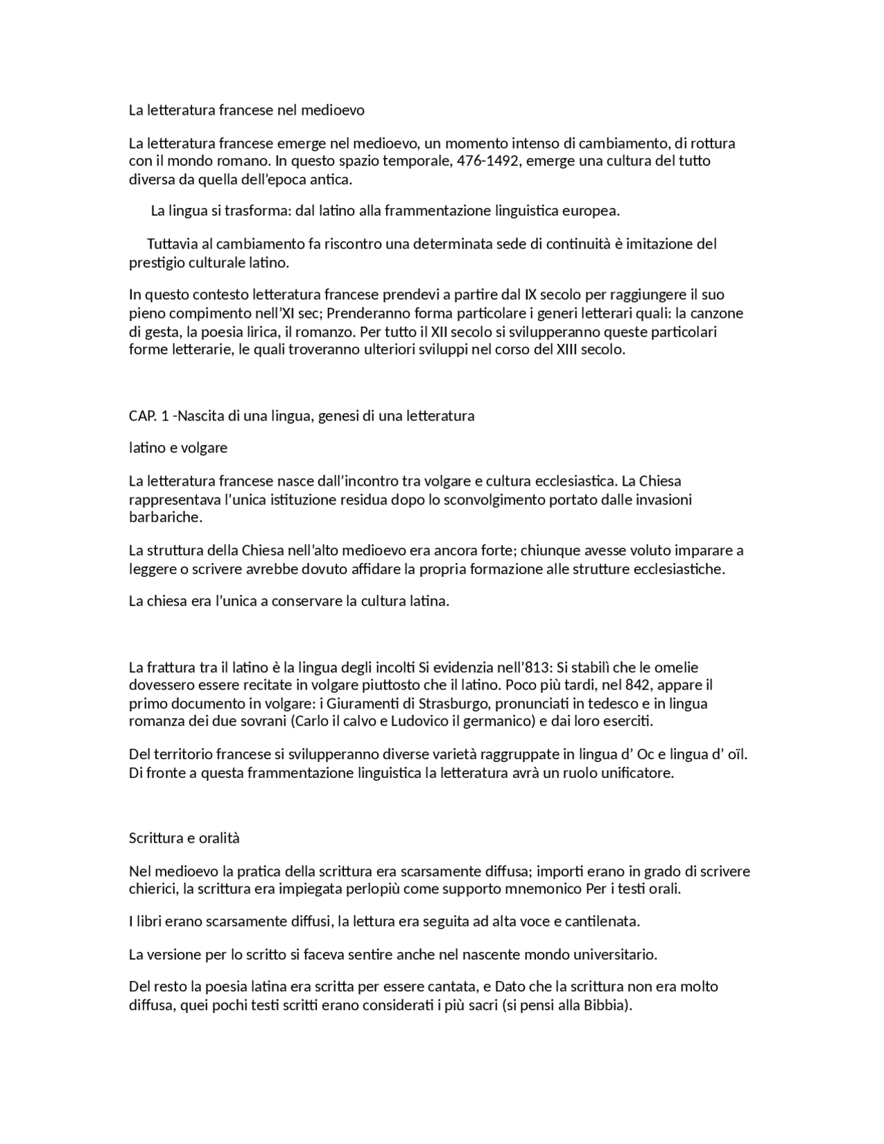 La Letteratura Francese Nel Medioevo Docsity