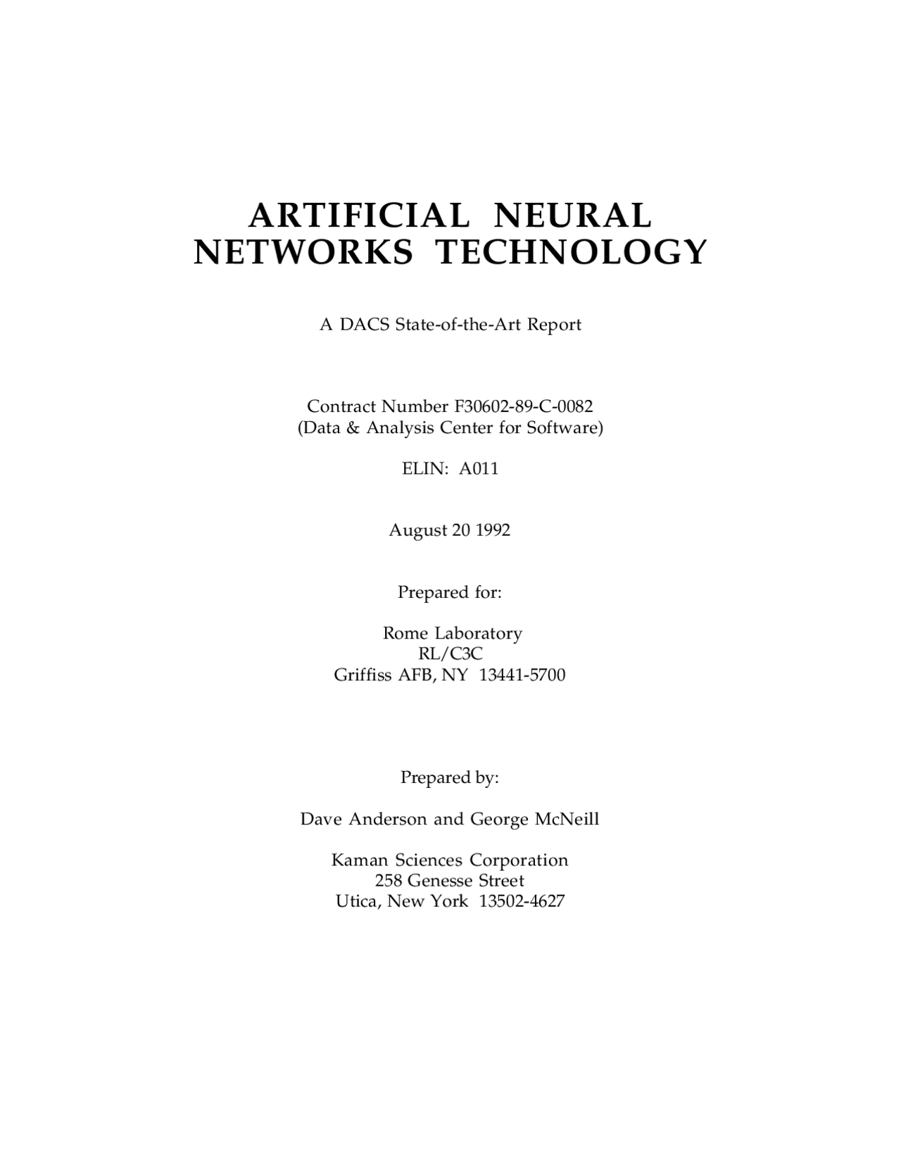 Artificial Neural Networks Technology Docsity
