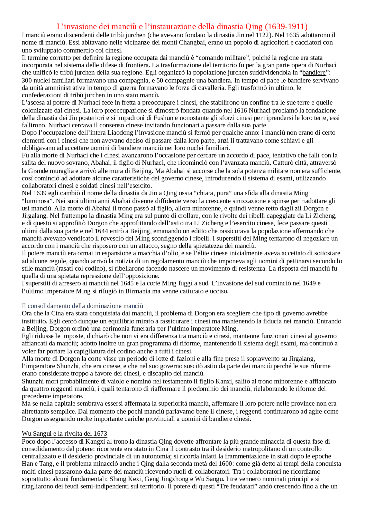 Riassunto Storia Della Cina Di Roberts 2013 Docsity