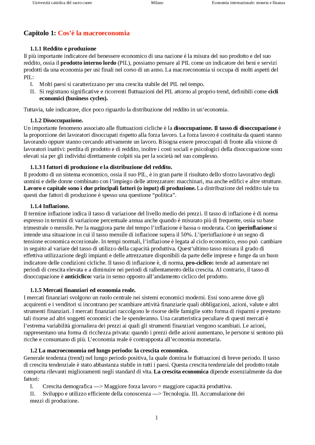 Riassunto Macroeconomia Docsity