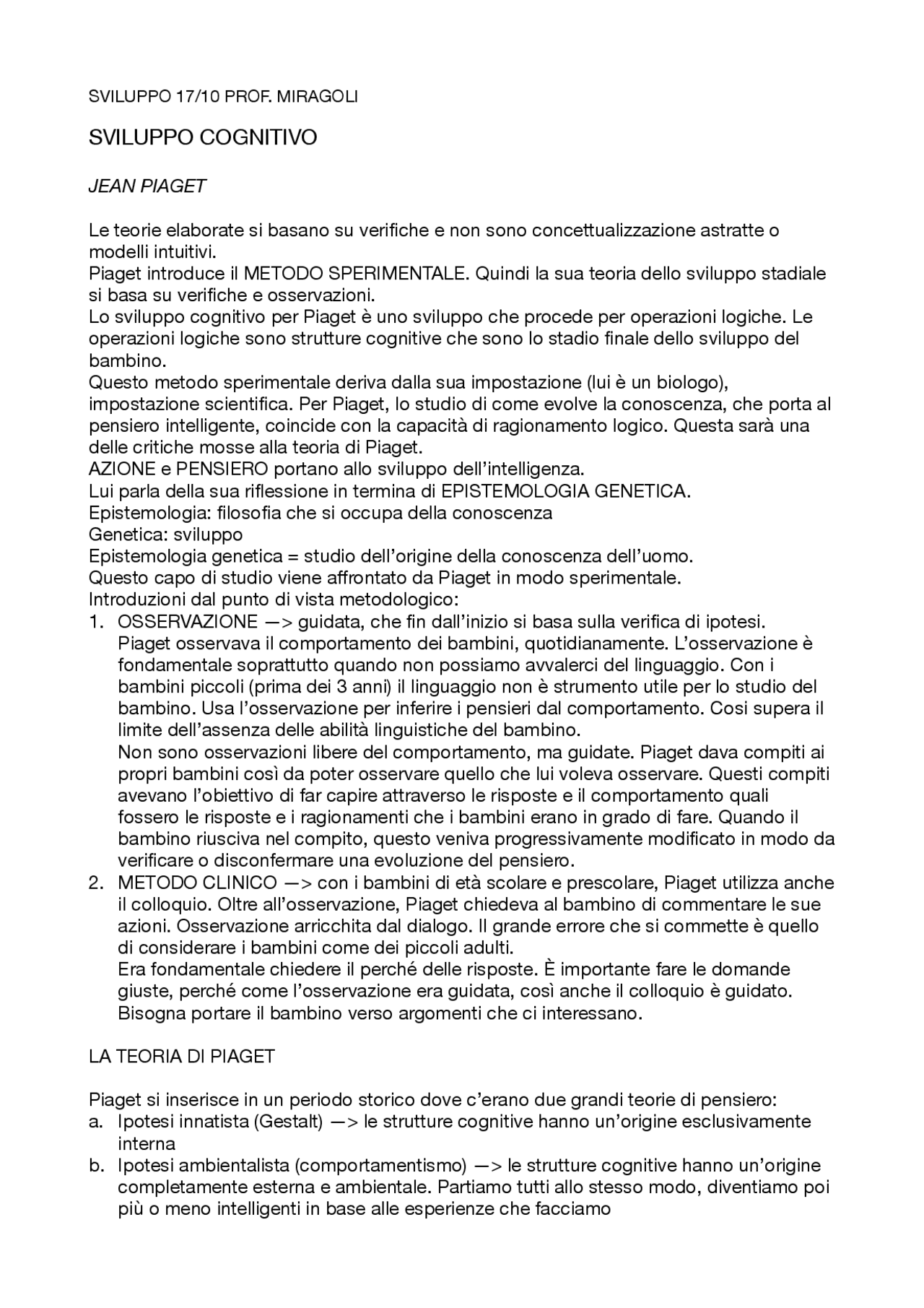 Appunti Sviluppo Cognitivo Docsity