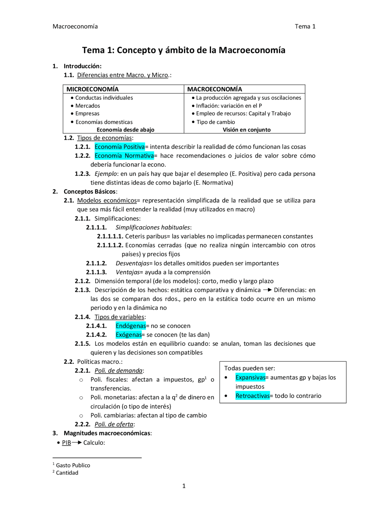 Macroeconomía 1 Tema 1 Docsity