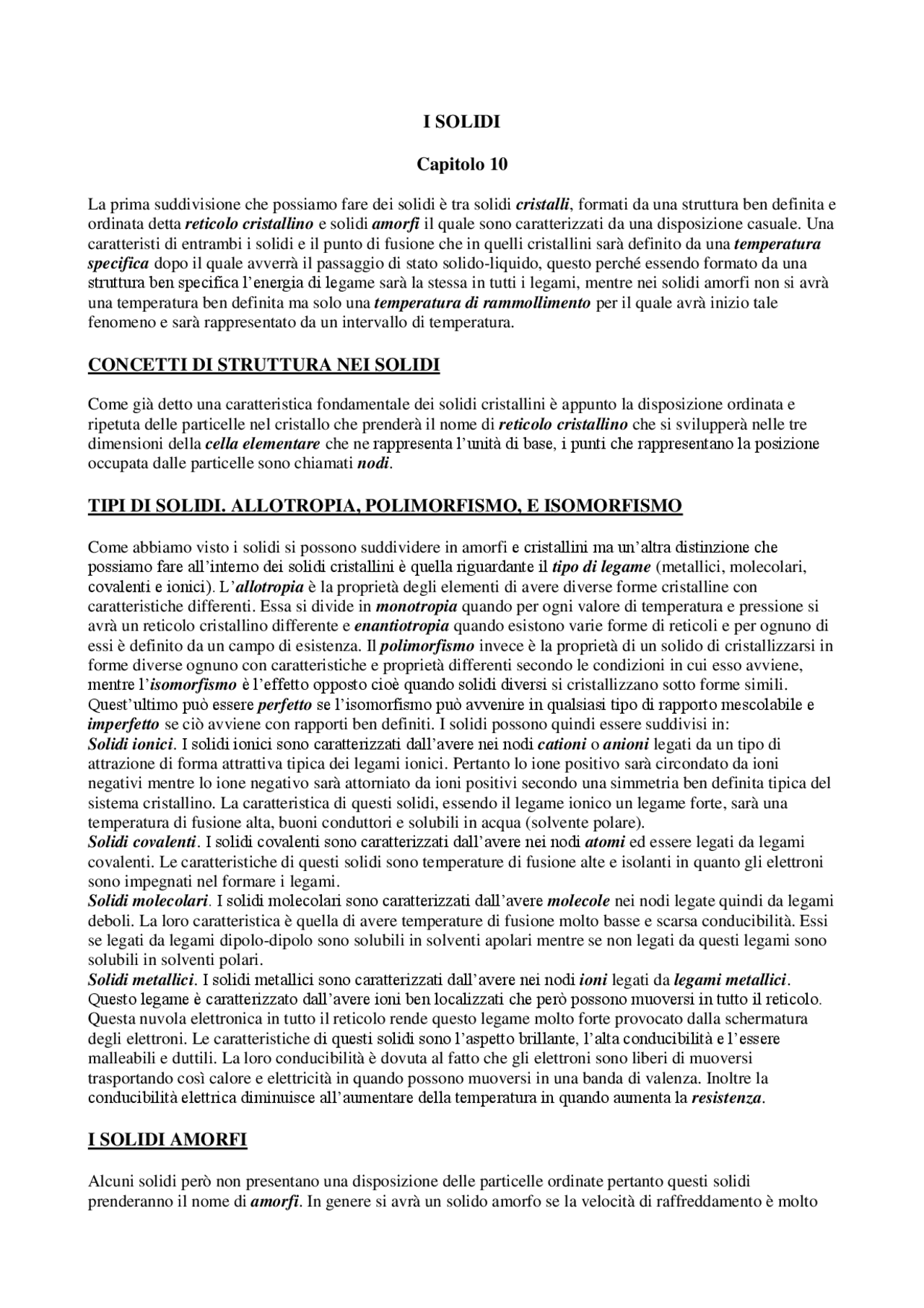 I Solidi E Le Loro Caratteristiche Docsity