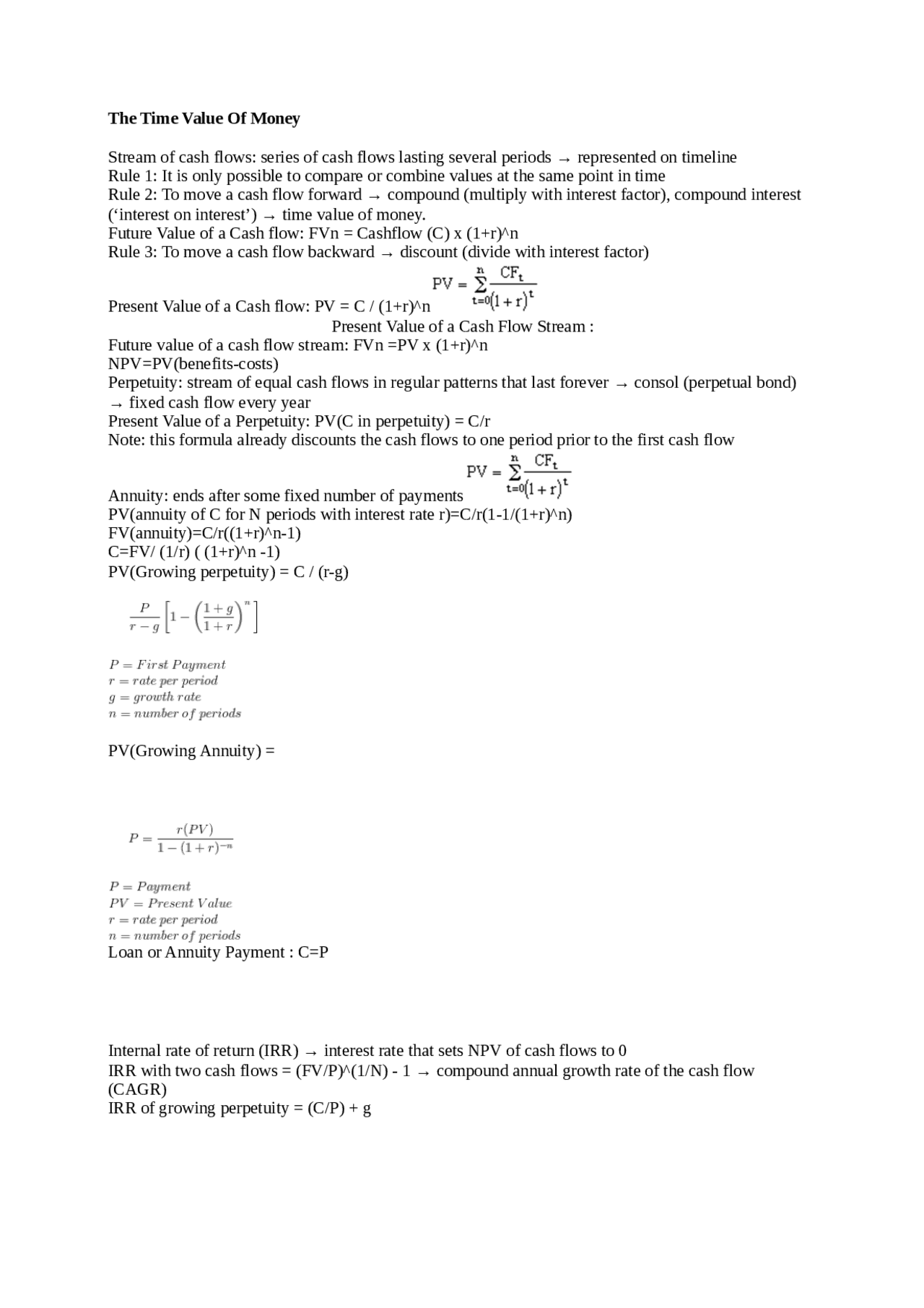 Lectures Notes Finance First Semester Docsity