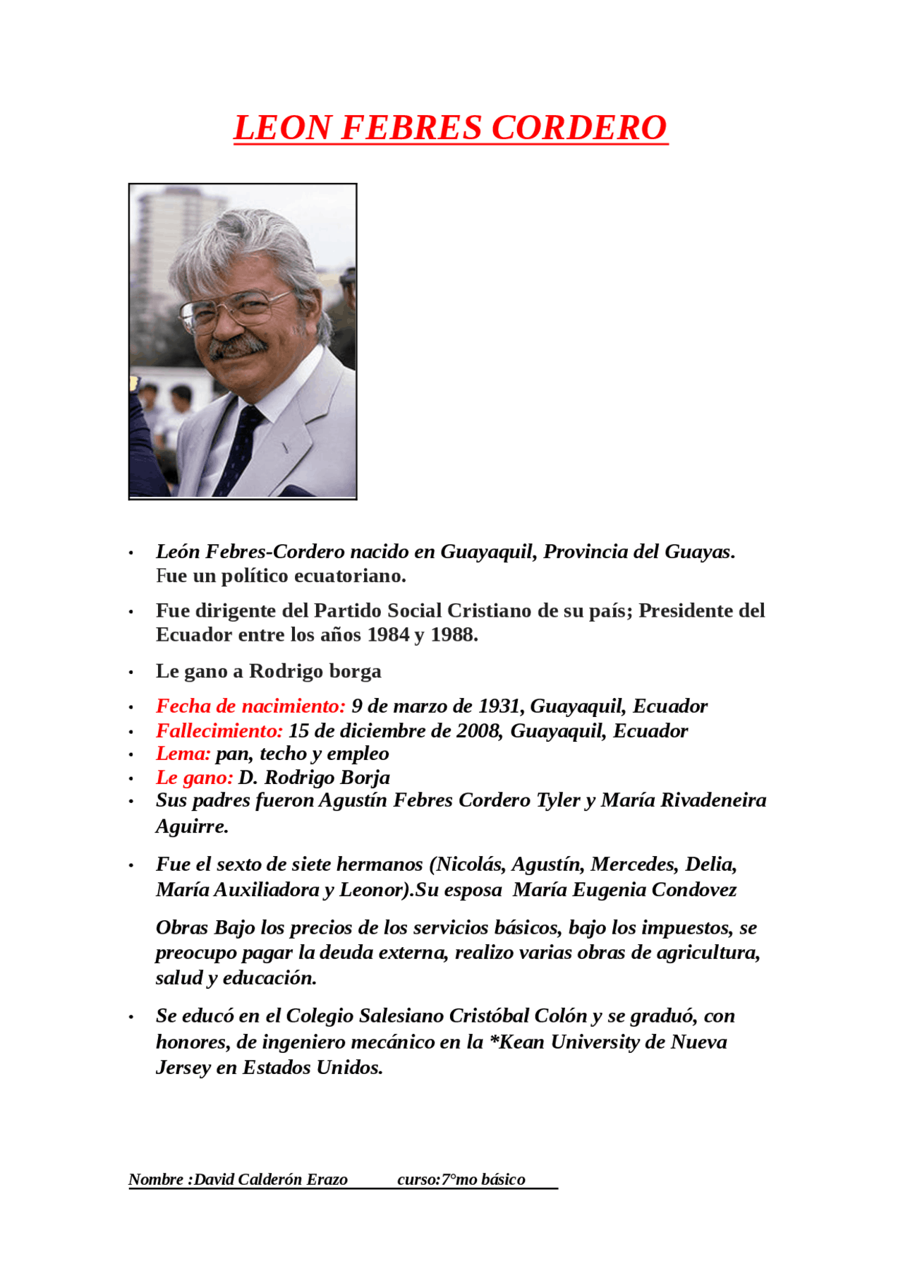 LEON FEBRES CORDERO - Docsity