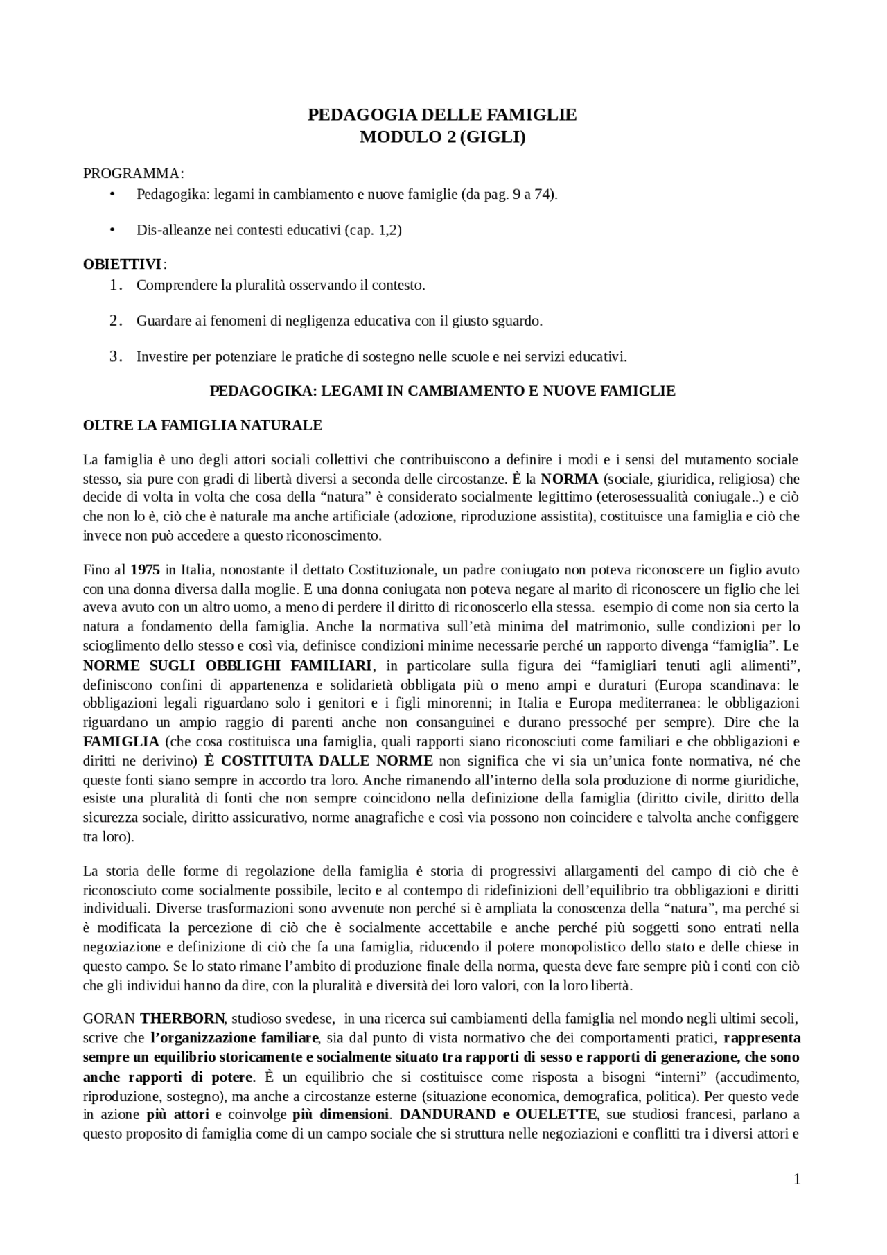 Pedagogia Delle Famiglie E Delle Differenze Di Genere 2 Docsity