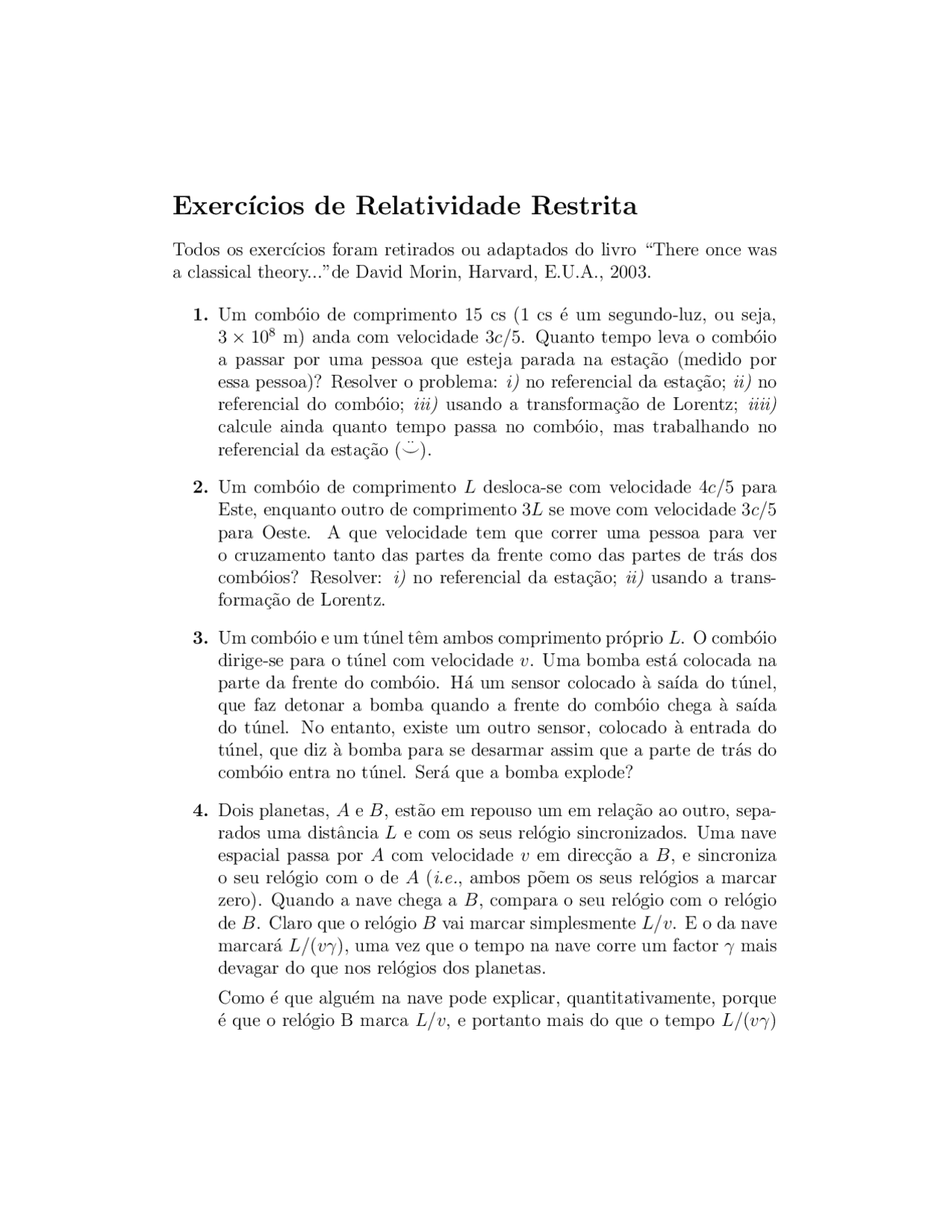 Exercício De Relatividade Docsity