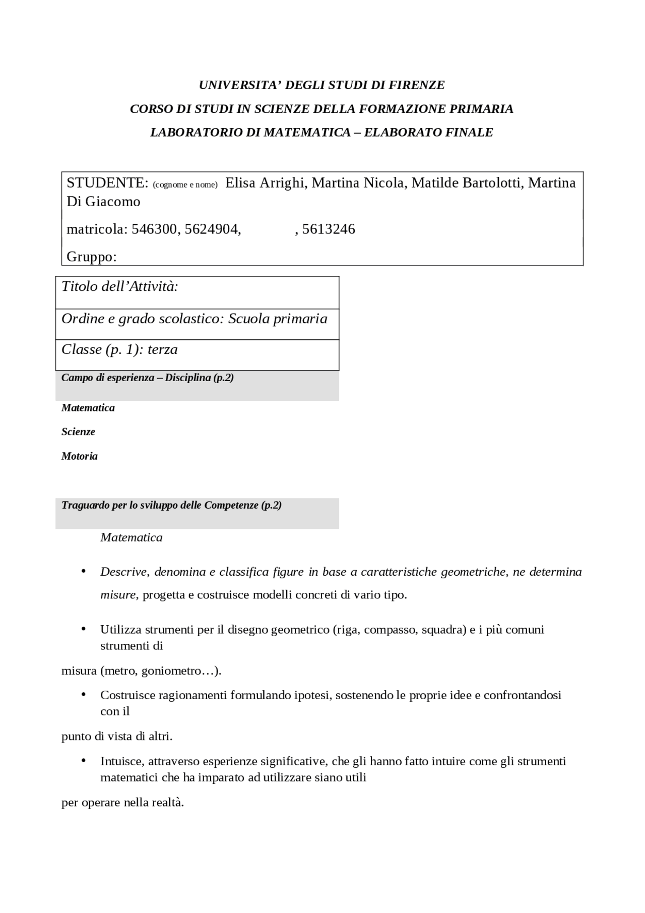 Progettazione uda matematica - Docsity