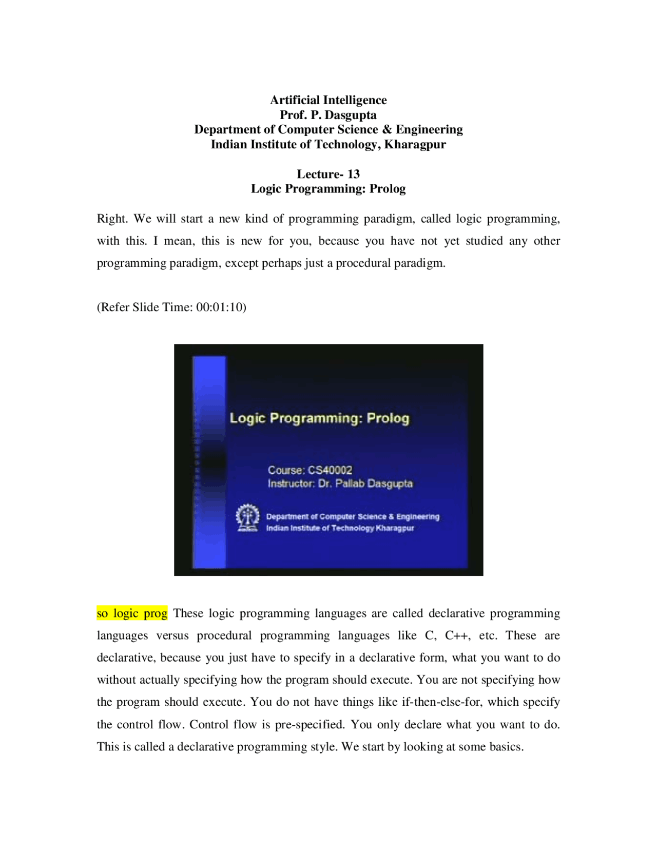 Artificial Intelligence Docsity