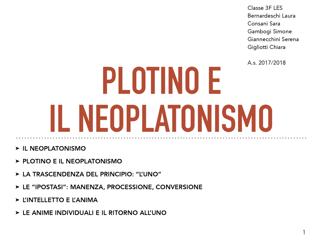 Plotino e il neoplatonismo - Docsity