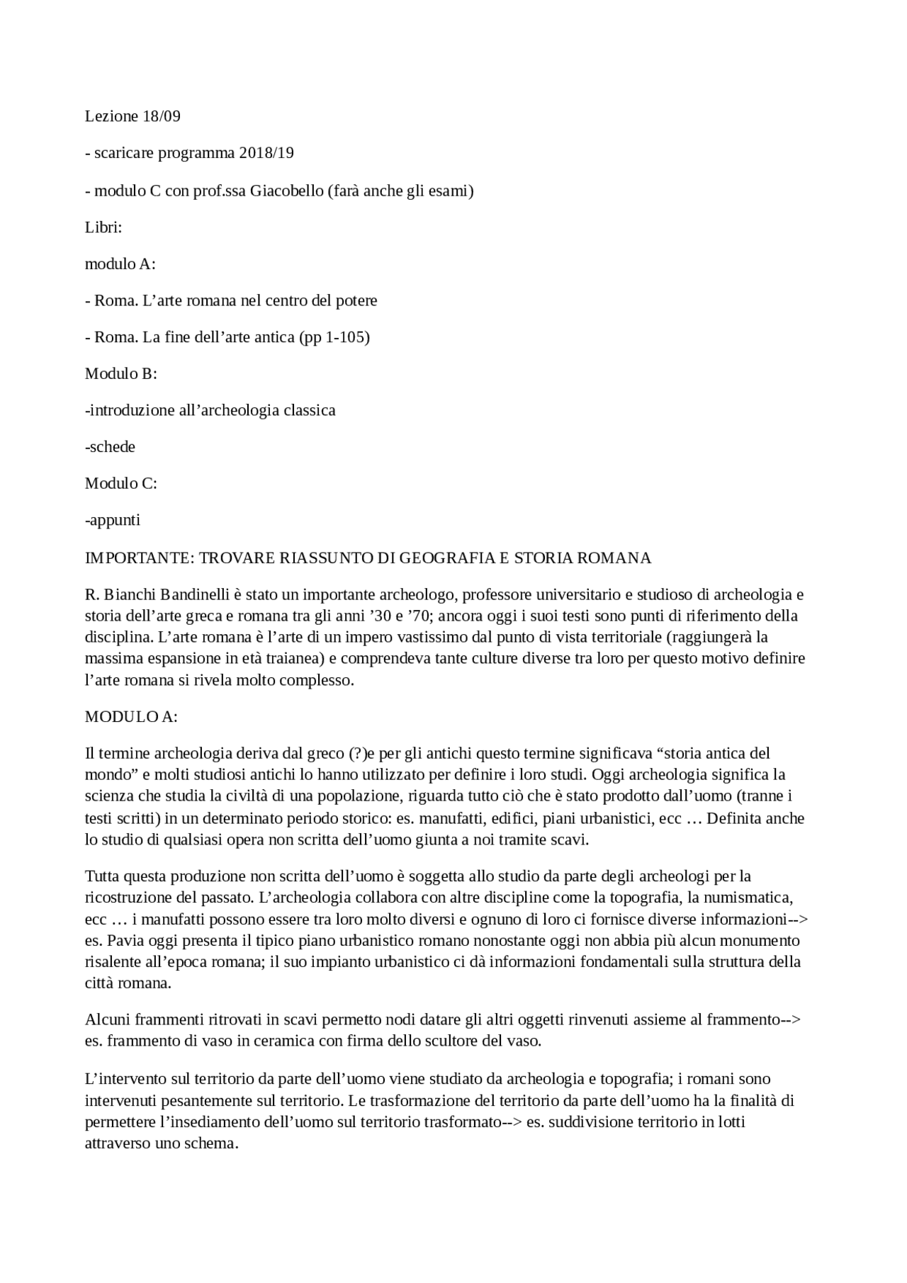 Modulo A E B Archeologia Romana Docsity
