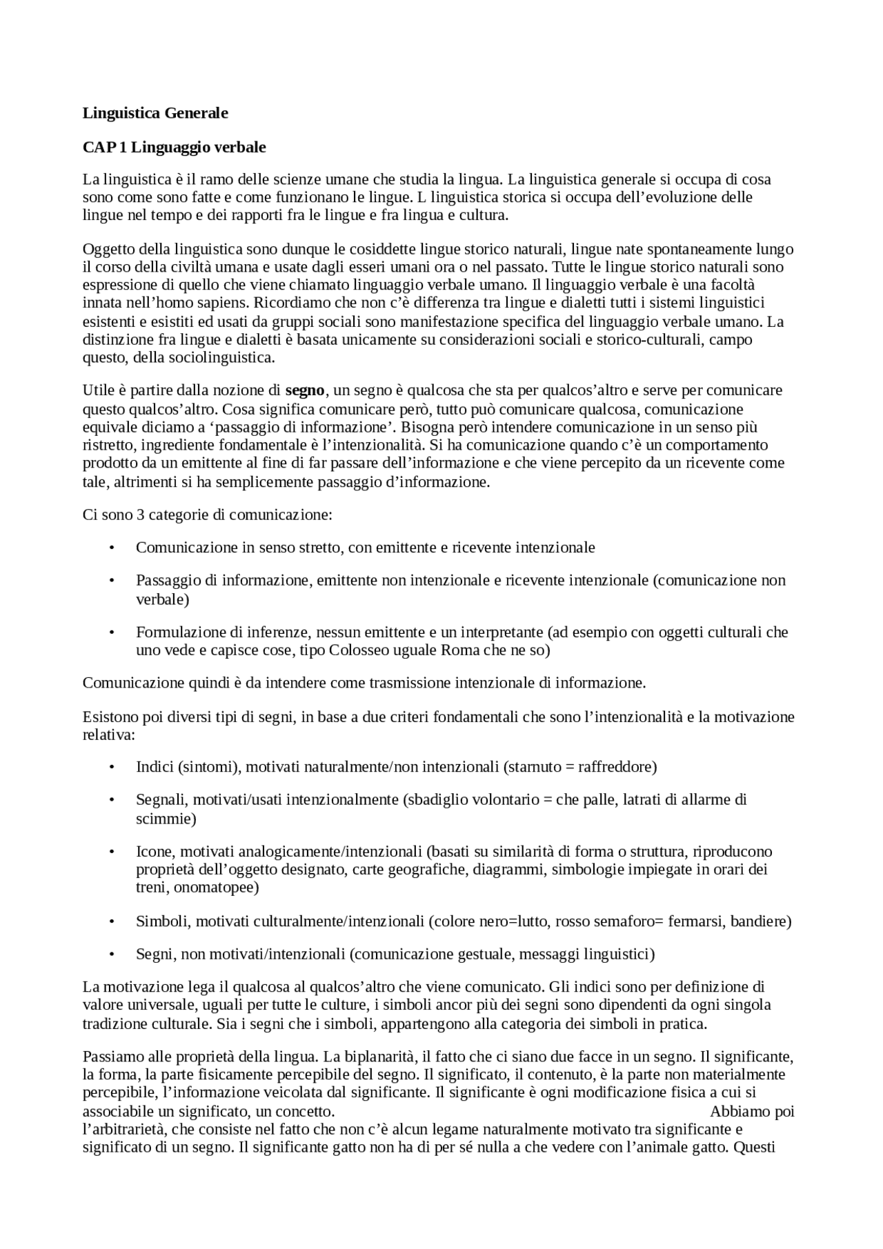 Riassunti Manuale Linguistica Generale Berruto Cerruti Docsity