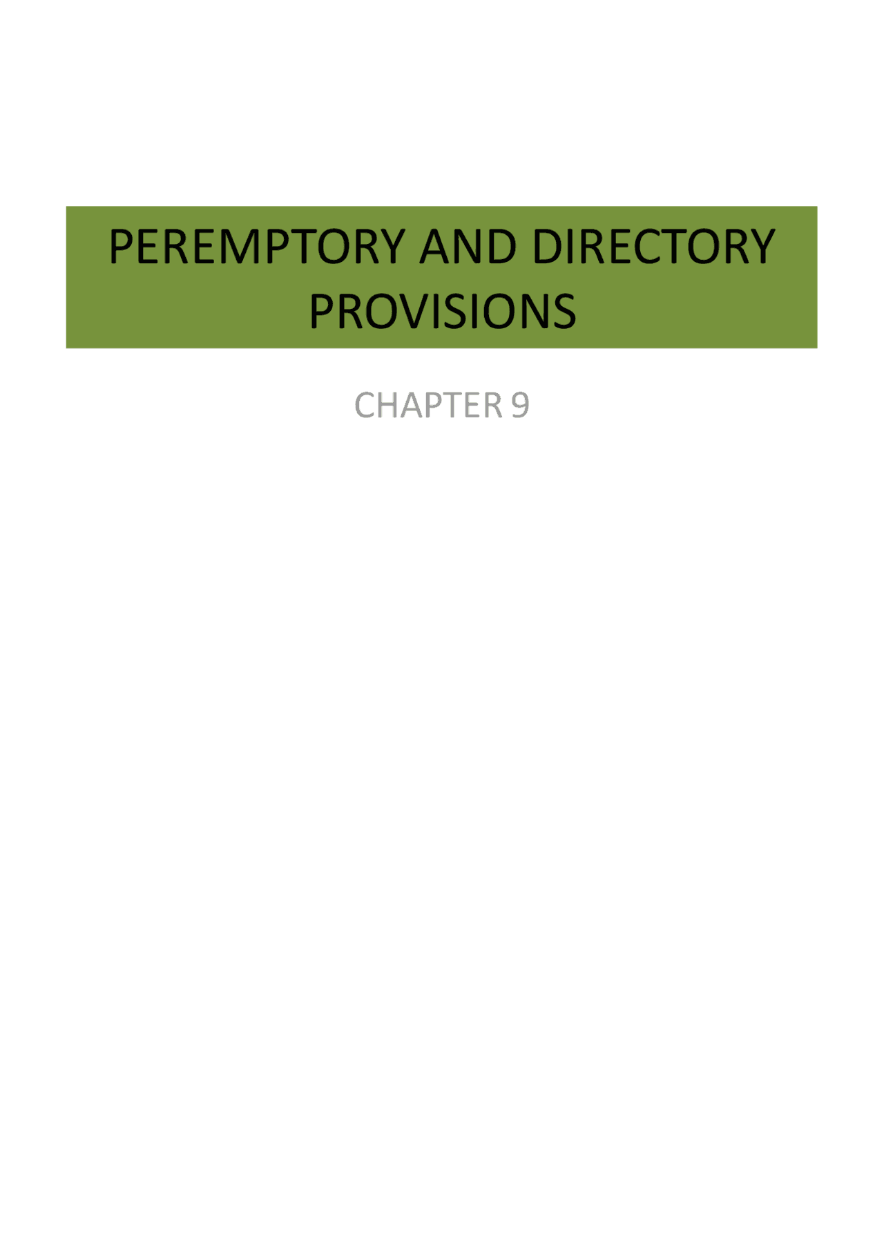 Peremptory and Directory Provisions | Study notes Law | Docsity