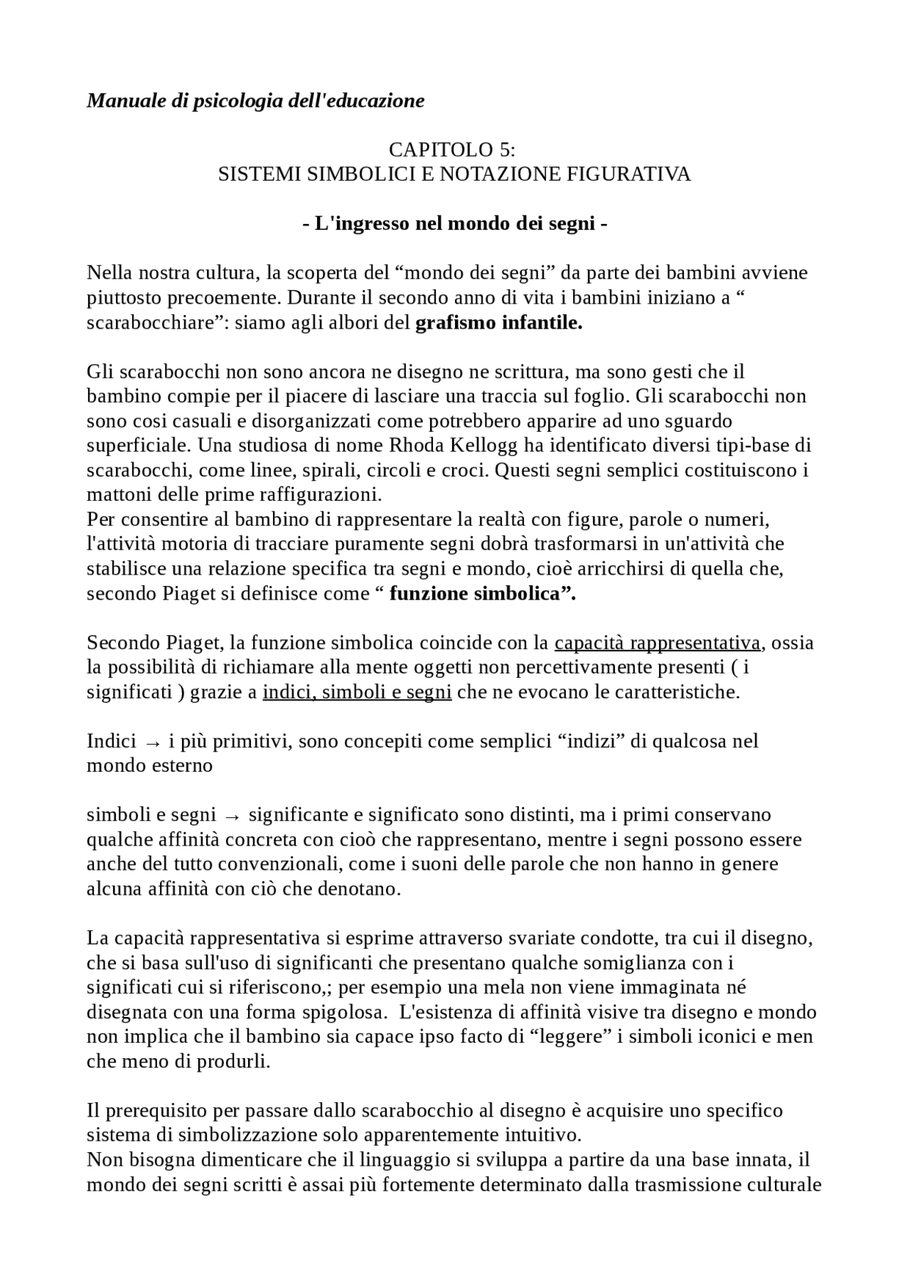 Manuale Di Psicologia Delleducazione 1999 C Pontecorvo Sintesi