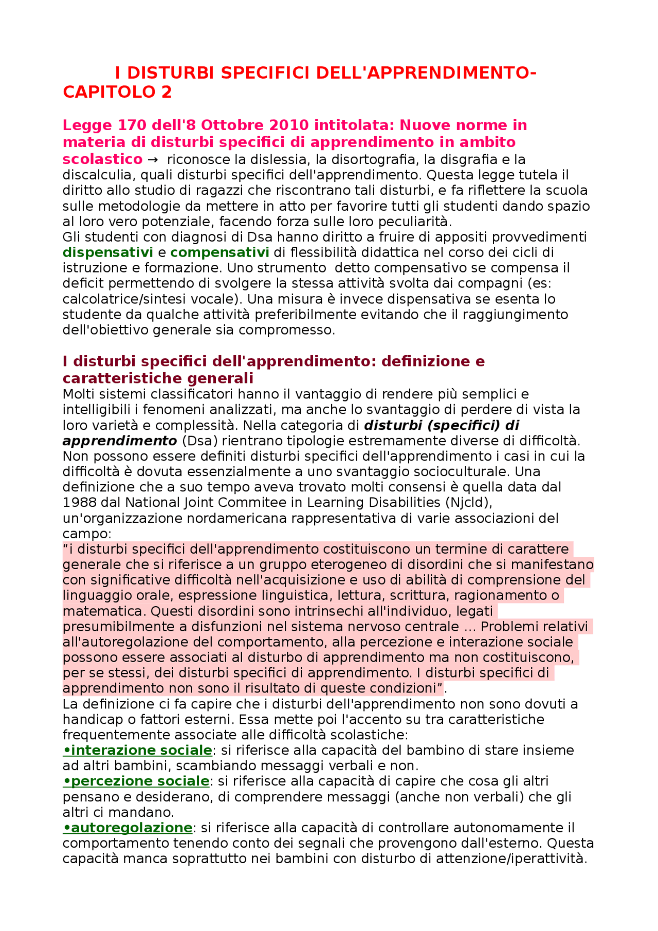 Difficoltà Di Apprendimento A Scuola Docsity