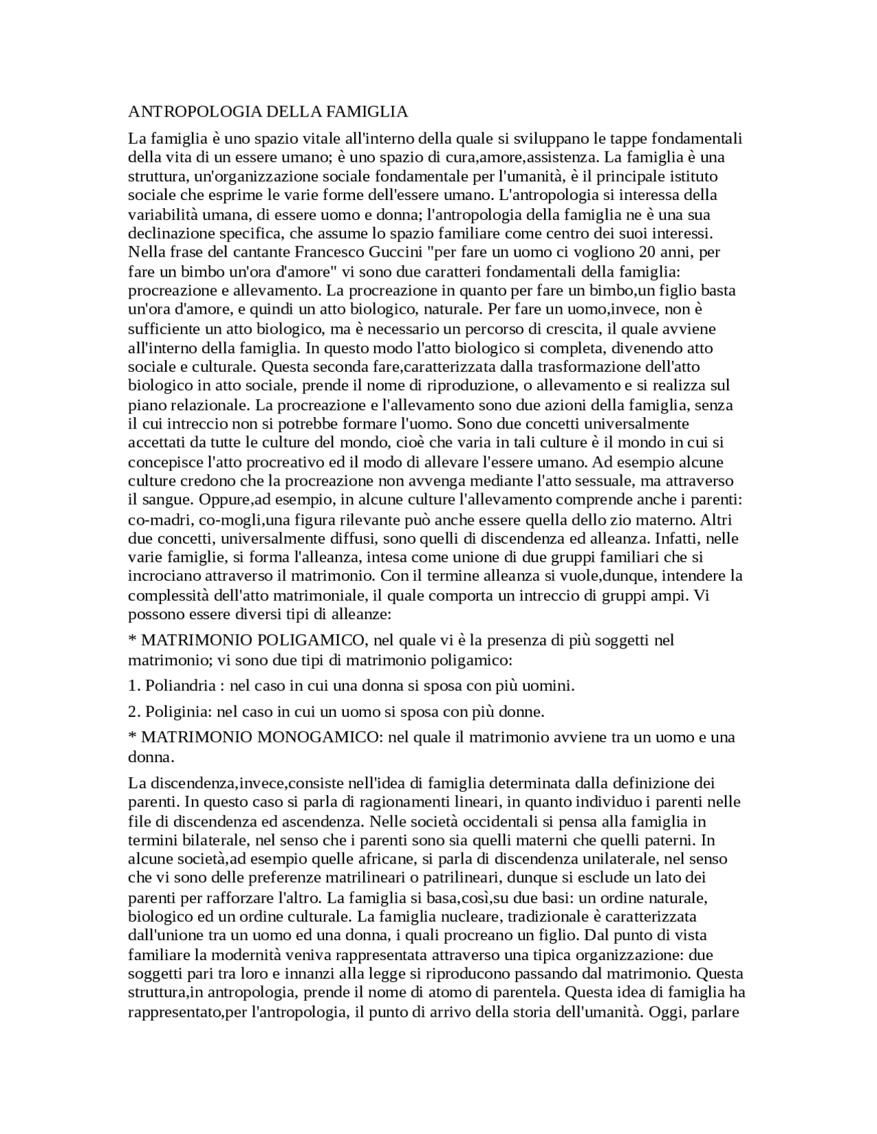 Antropologia della famiglia - Docsity