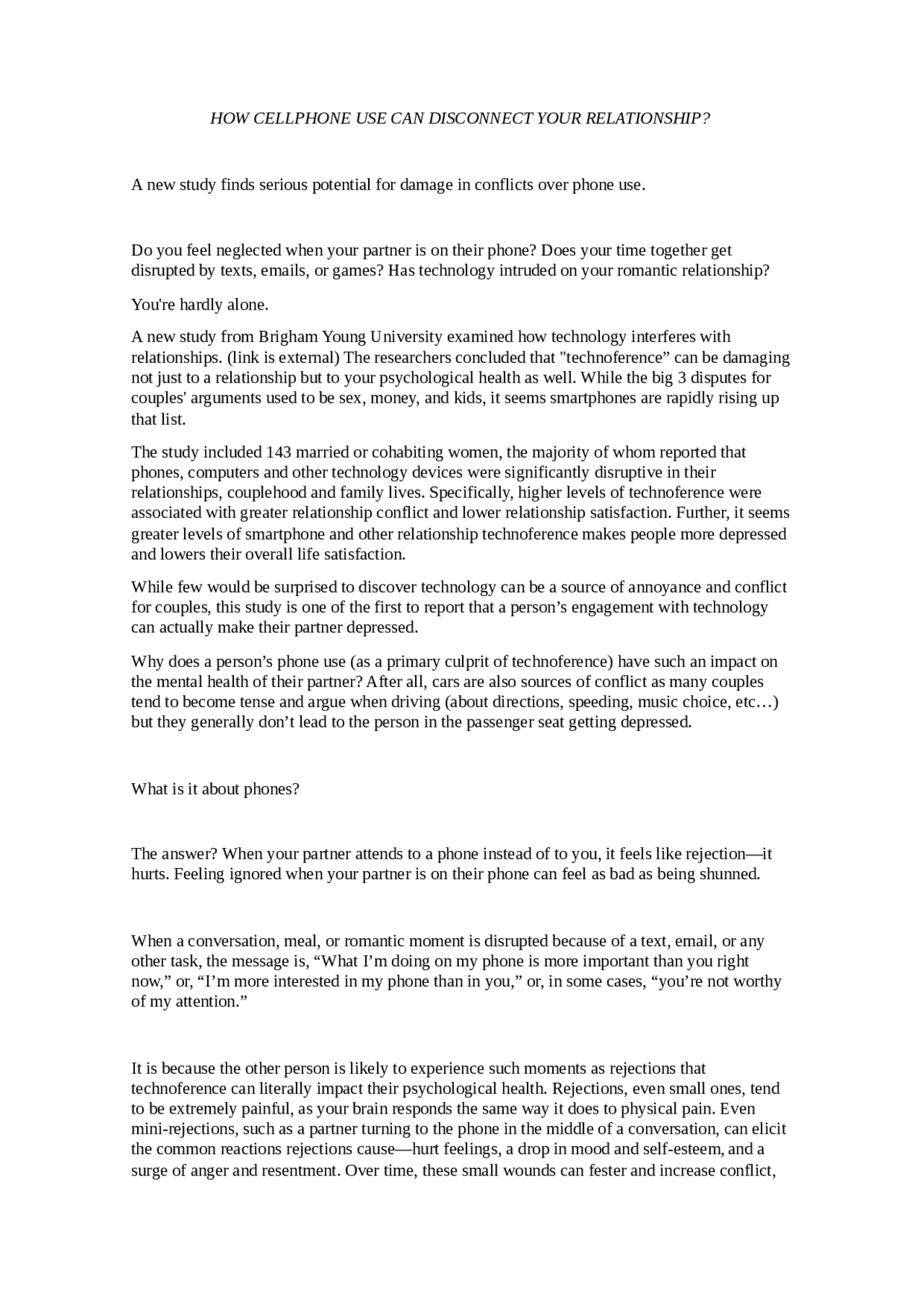 Cellphones use english article - Docsity