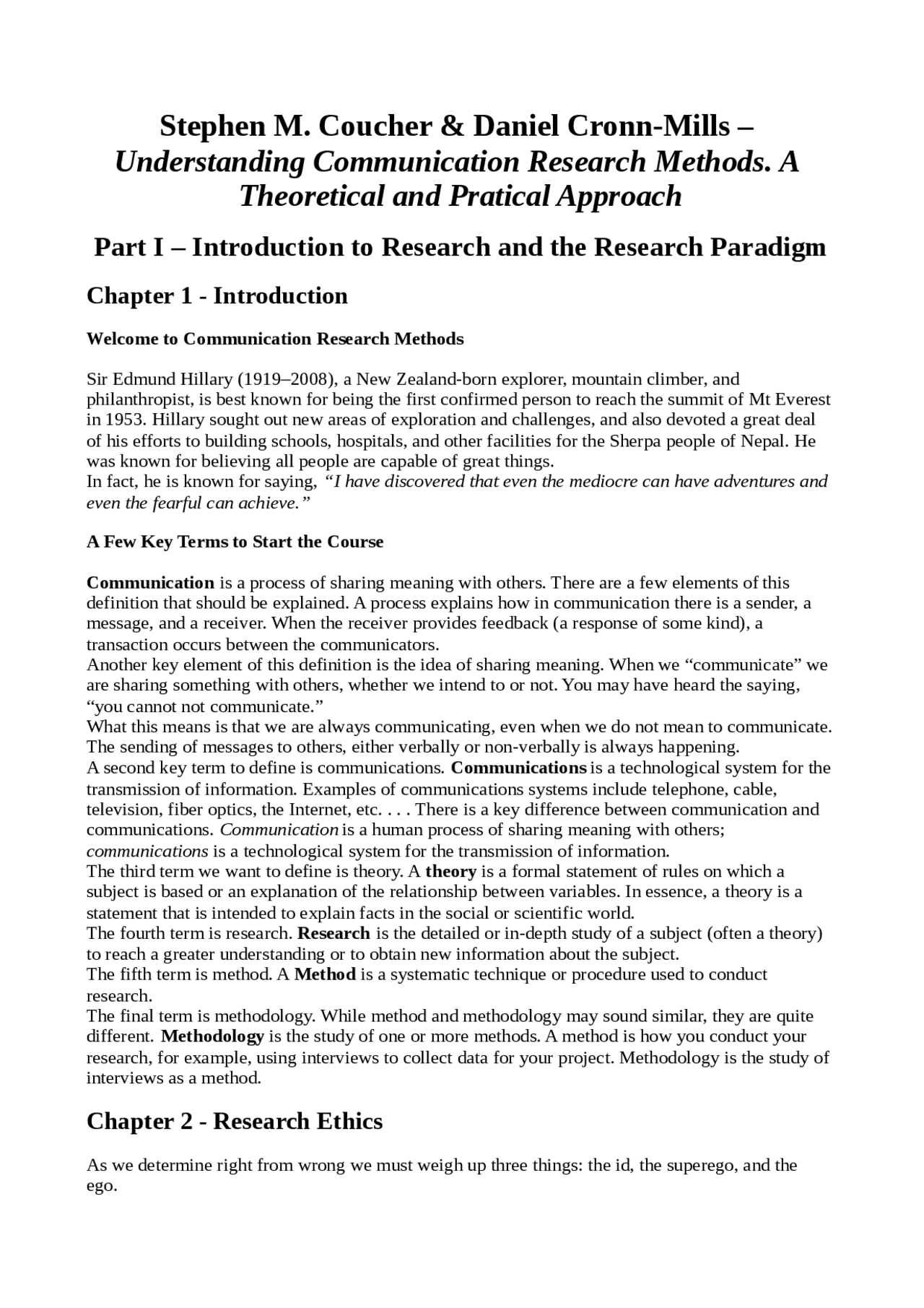 Stephen M Coucher Understanding Communication Research Methods Docsity