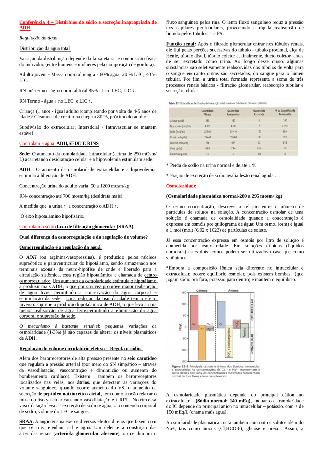 Distúrbios Do Sódio E Secreção Inapropriada De Adh Docsity
