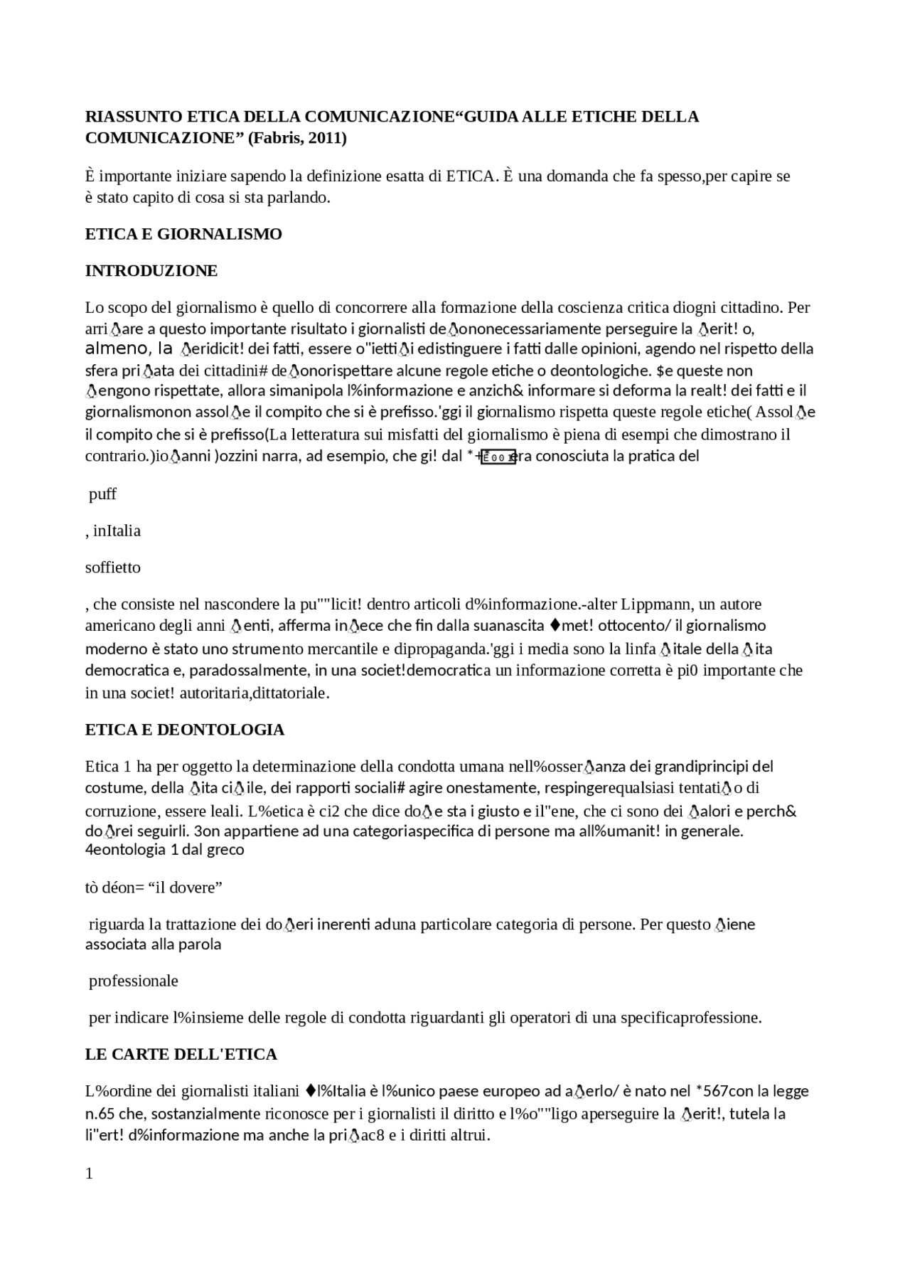 Etica Della Comunicazione Docsity