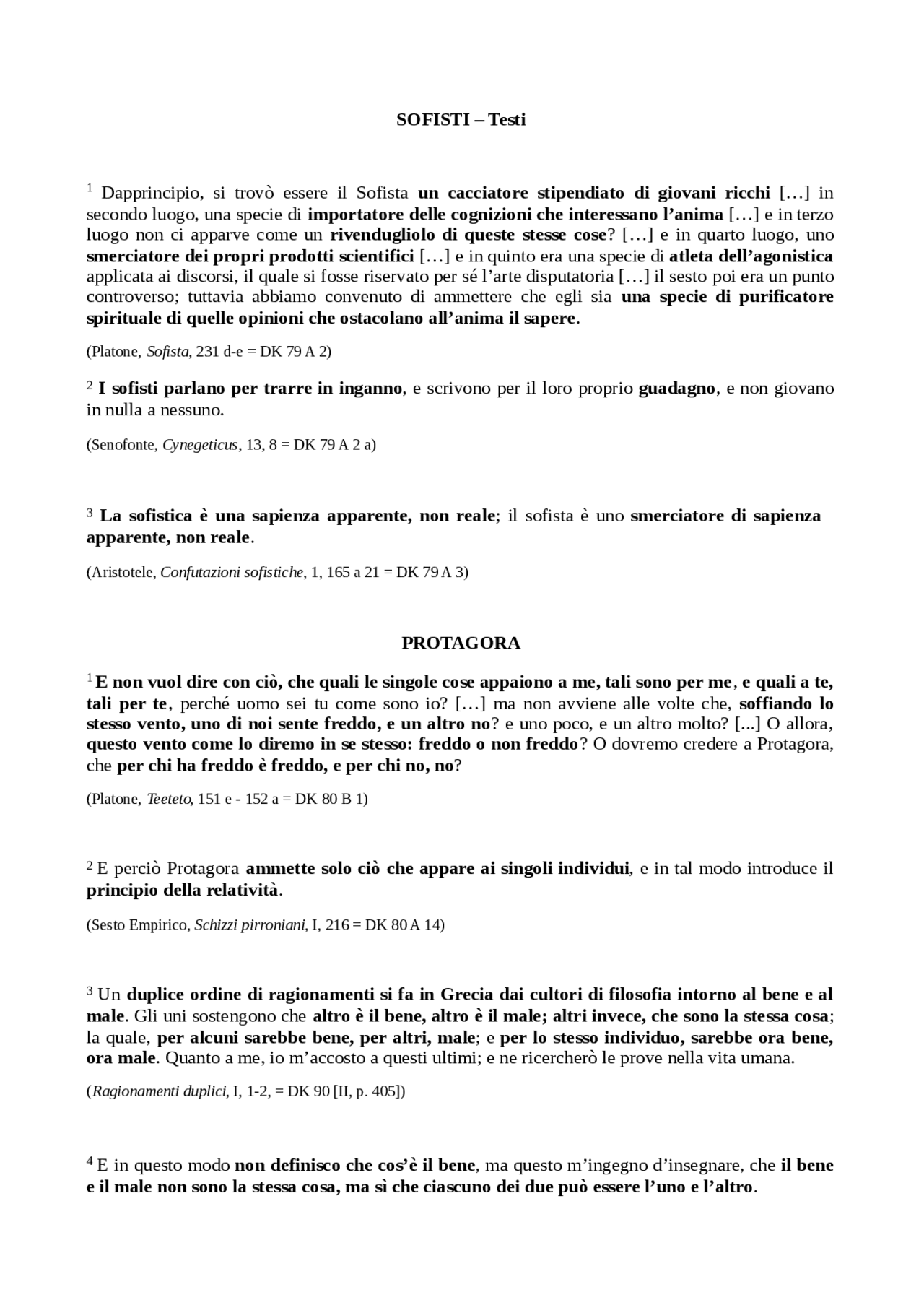 Storia della filosofia antica, Sofisti - Docsity